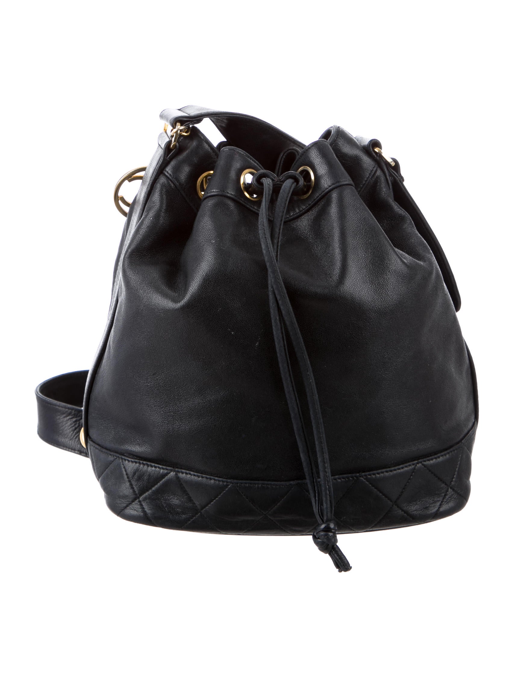 Chanel Vintage Lambskin Bucket Bag - Black Shoulder Bags, Handbags ...