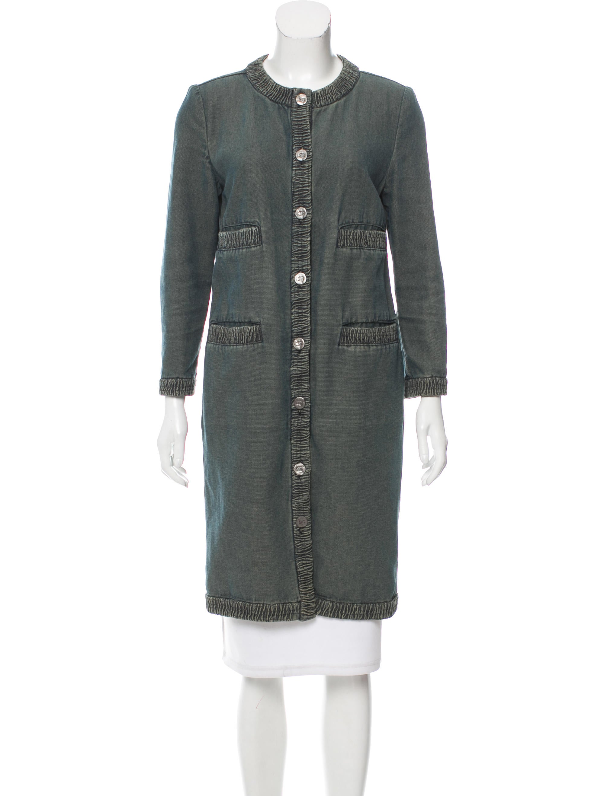 Chanel Collarless Denim Jacket - Blue Jackets, Clothing - CHA176324 ...