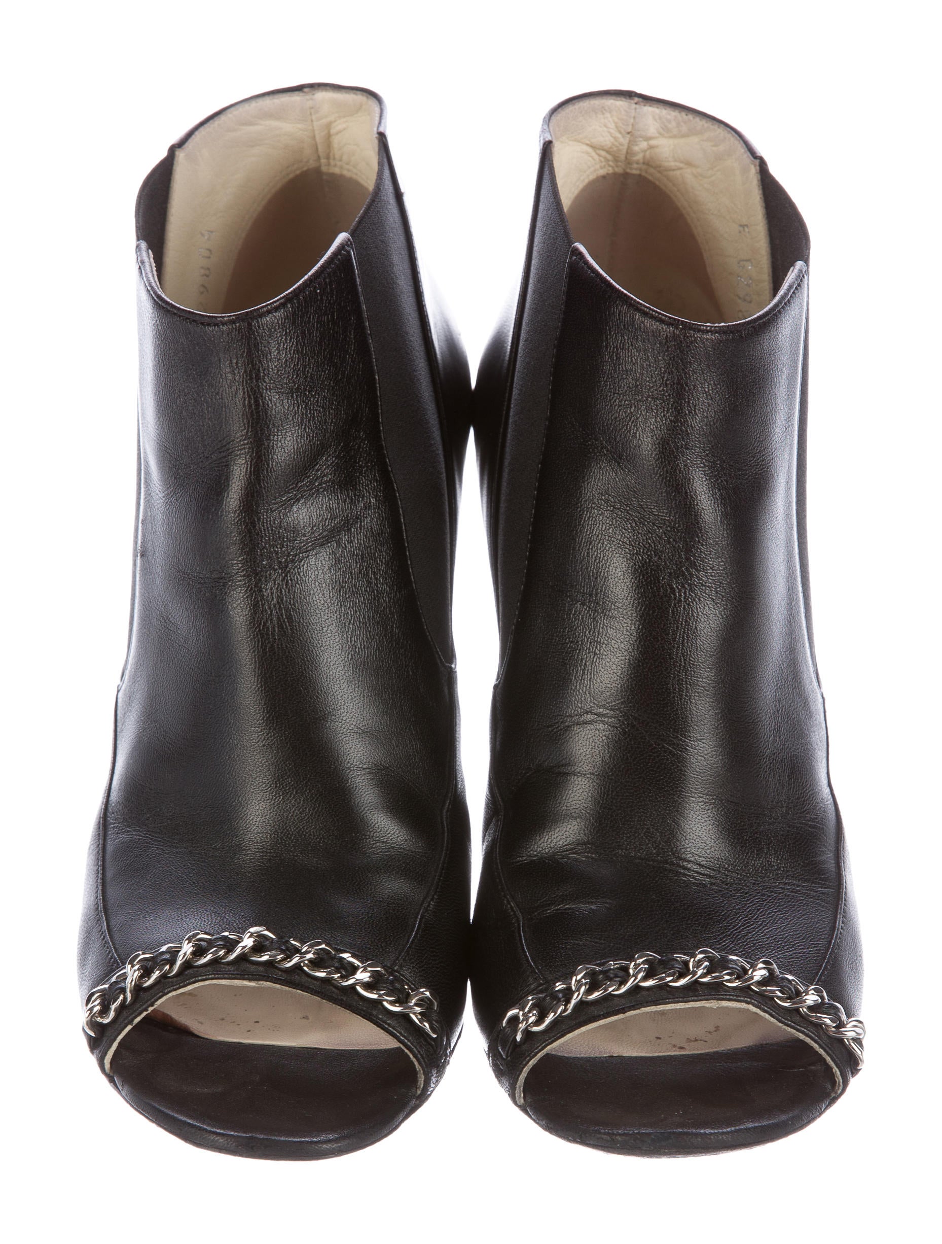 Chanel Chain-Link Peep-Toe Booties - Shoes - CHA179084 | The RealReal