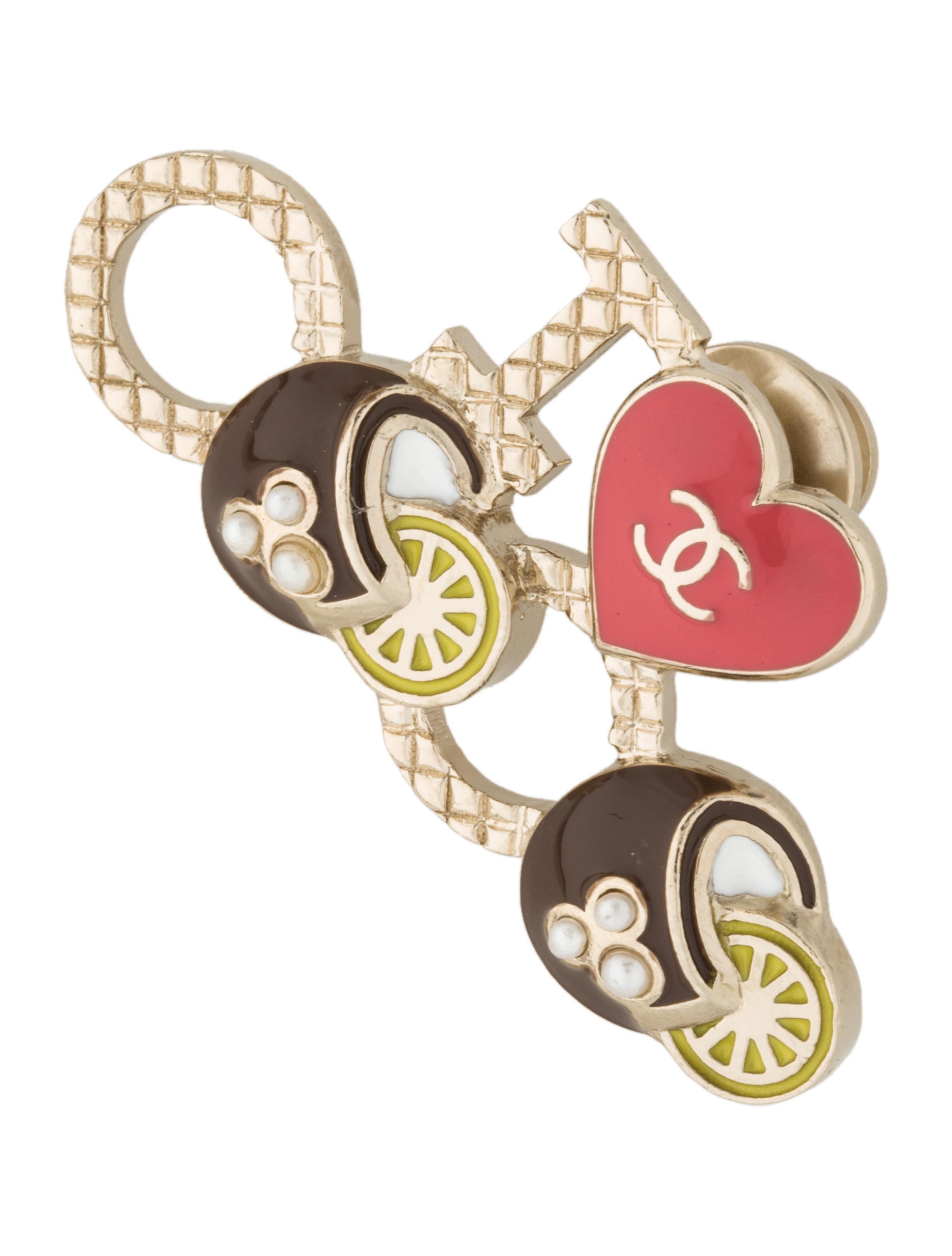 Chanel I Love Coco Embellished Lapel Pin - Gold-Tone Metal Lapel Pin ...