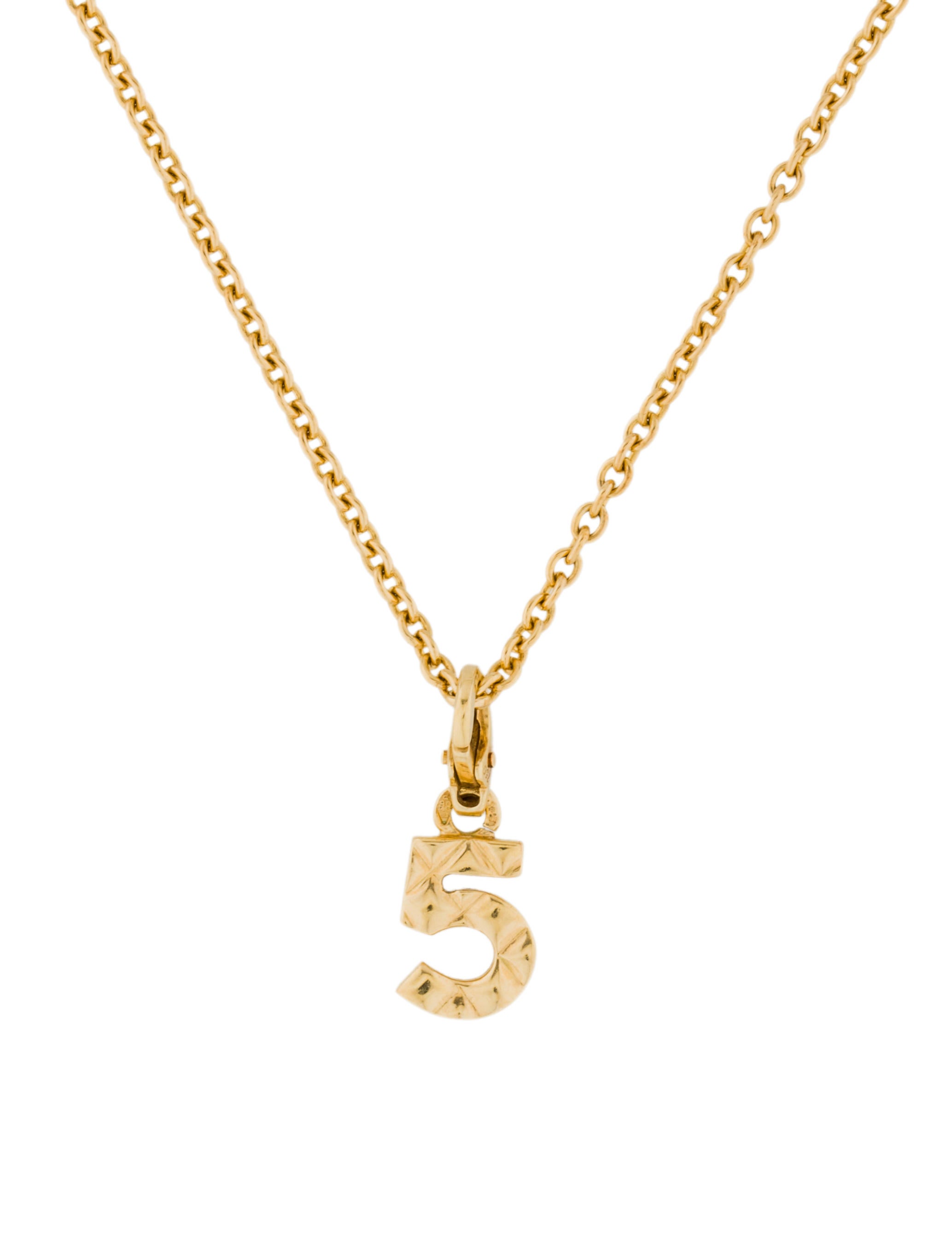 Chanel 18K No. 5 Pendant Necklace - 18K Yellow Gold Pendant Necklace ...