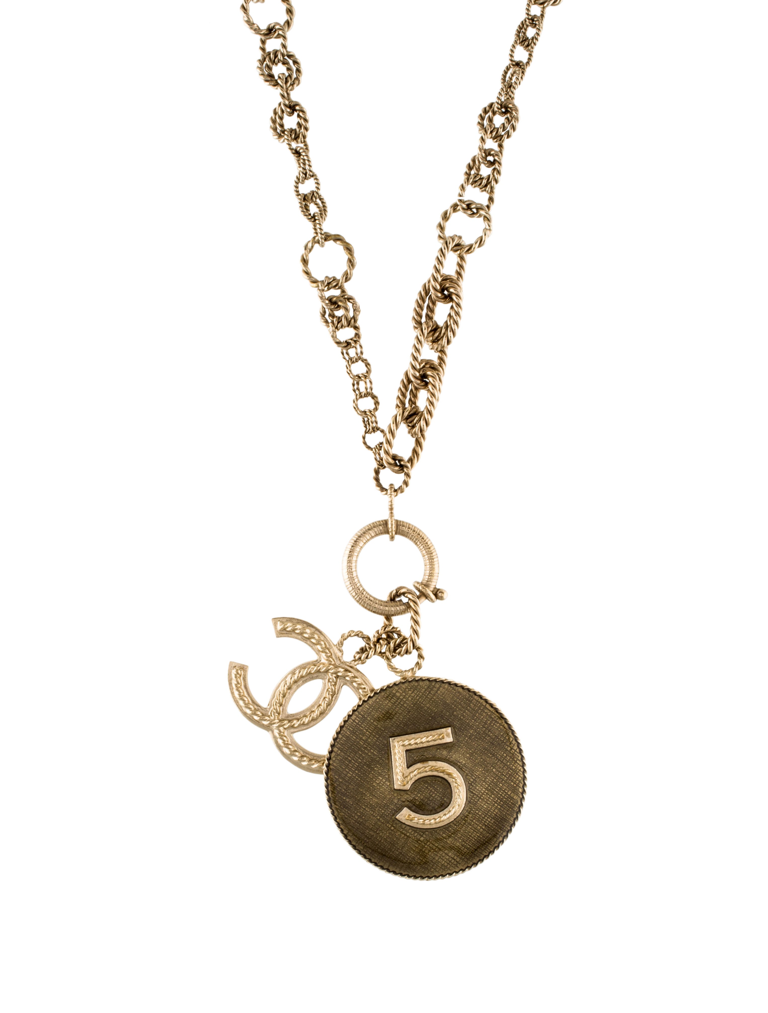 Chanel Number 5 Disc Pendant Necklace - Gold-Tone Metal Pendant ...