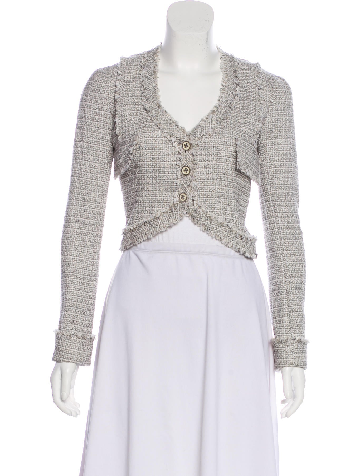 Chanel Tweed Cropped Jacket - Grey Jackets, Clothing - CHA289444 | The ...