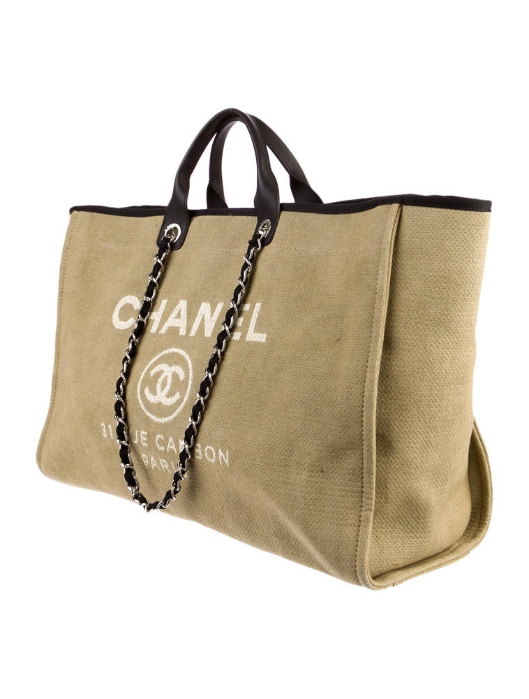 Chanel Deauville Canvas Tote Bag Large | semashow.com