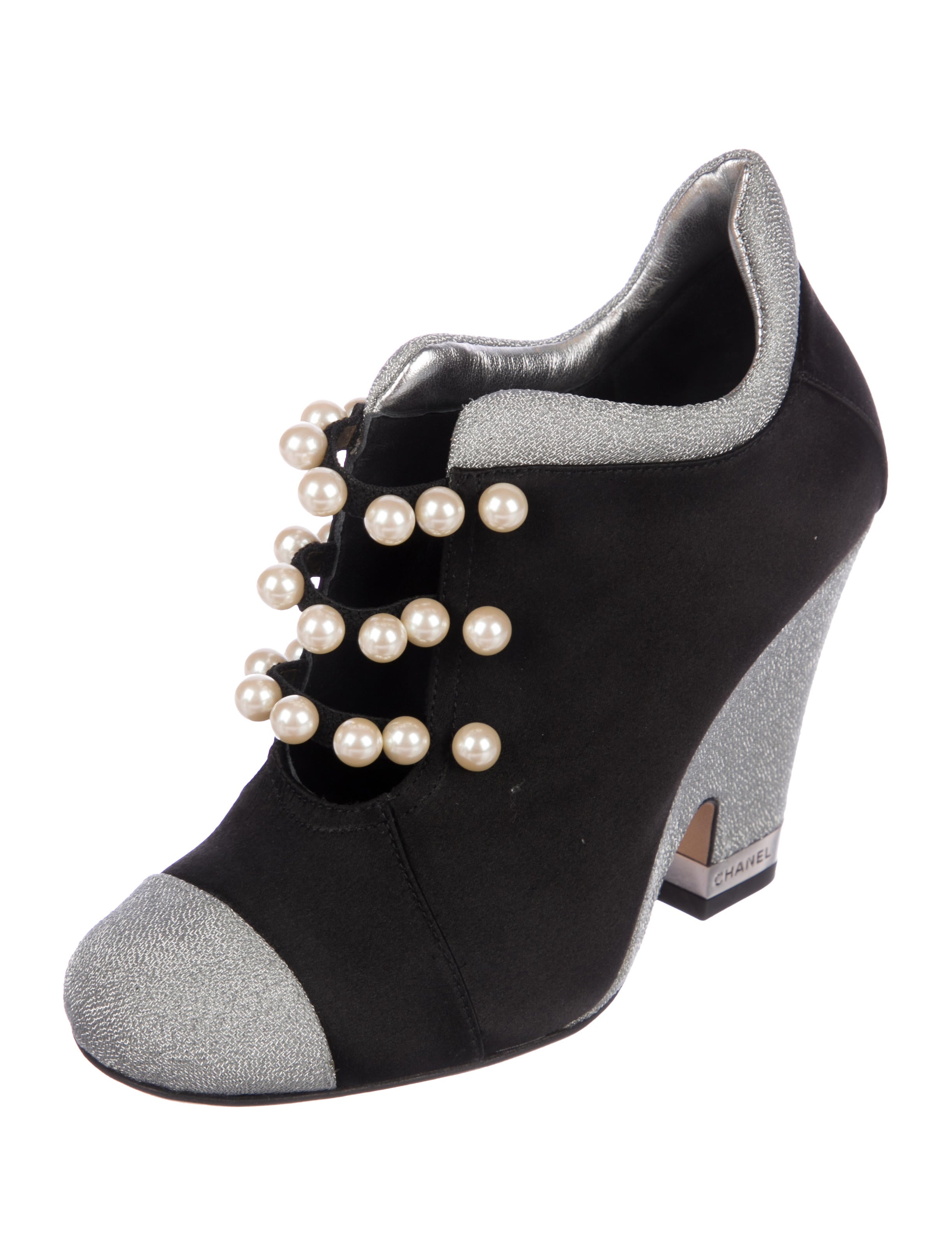 Chanel Cap-Toe Satin Booties - Black Boots, Shoes - CHA321948 | The ...