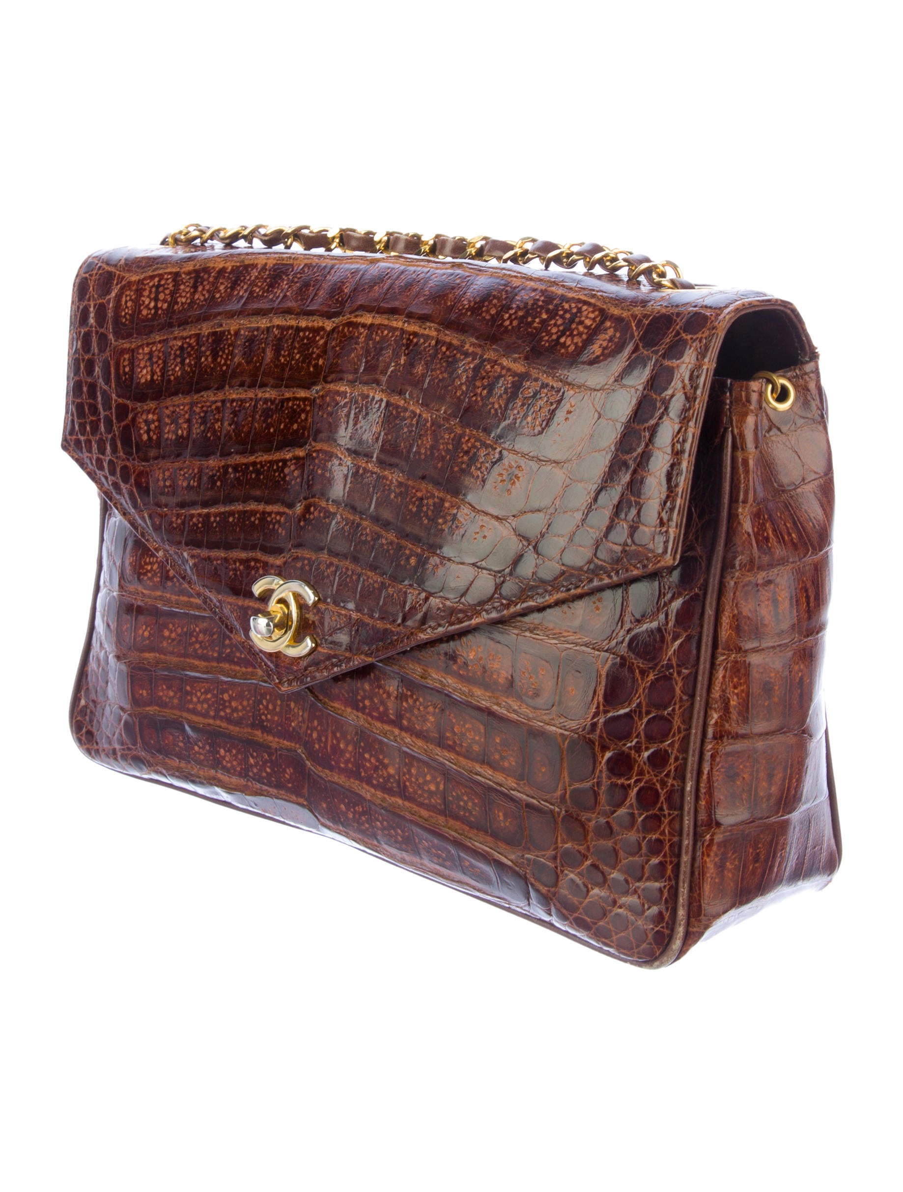 Chanel Crocodile Envelope Flap Bag - Brown Shoulder Bags, Handbags ...