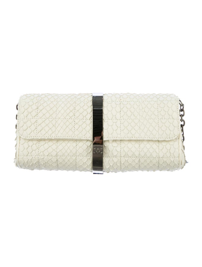 Chanel Python Clutch - White Clutches, Handbags - CHA48644 | The RealReal