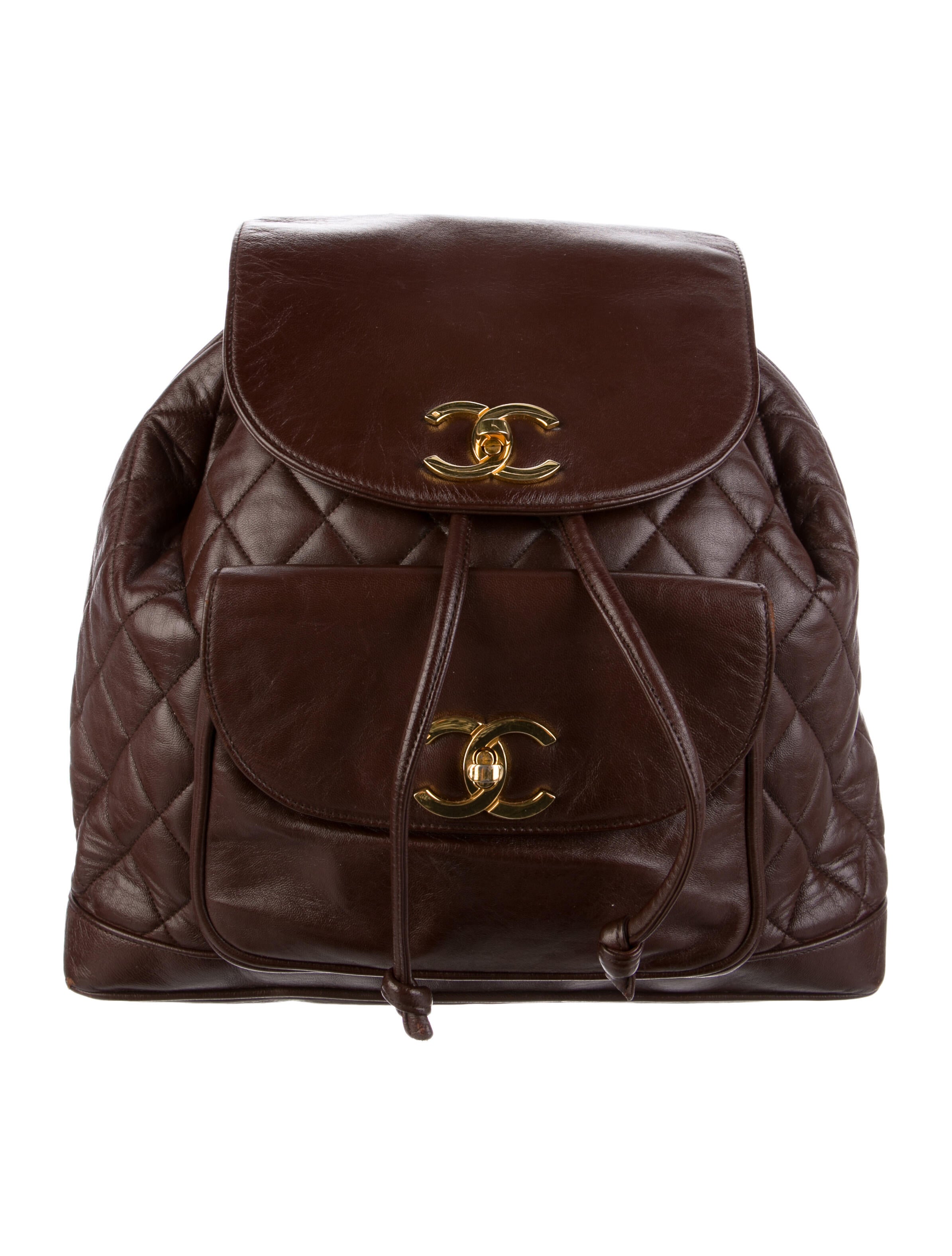 Chanel Vintage Quilted CC Backpack - Brown Backpacks, Handbags ...