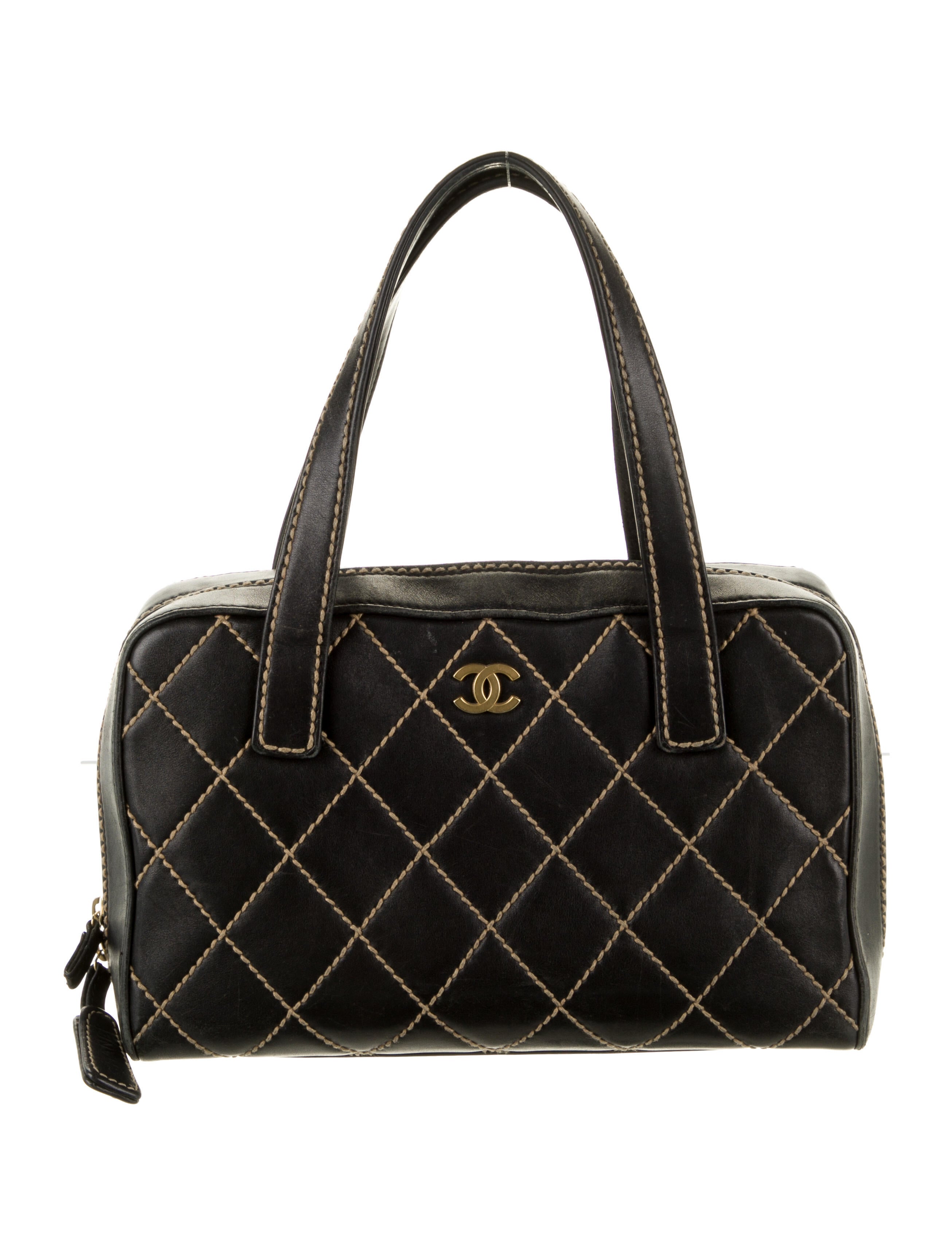 Chanel Surpique Bowler Bag - Black Handle Bags, Handbags - CHA645755 ...