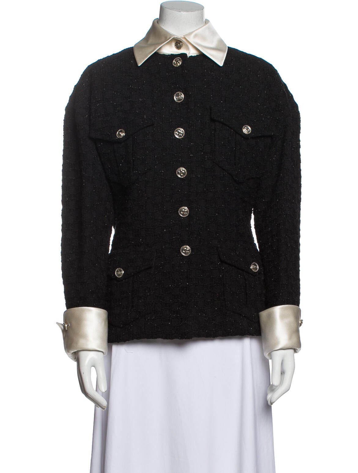 Chanel 2021 Iridescent Tweed Denim Jacket - Black Jackets, Clothing ...