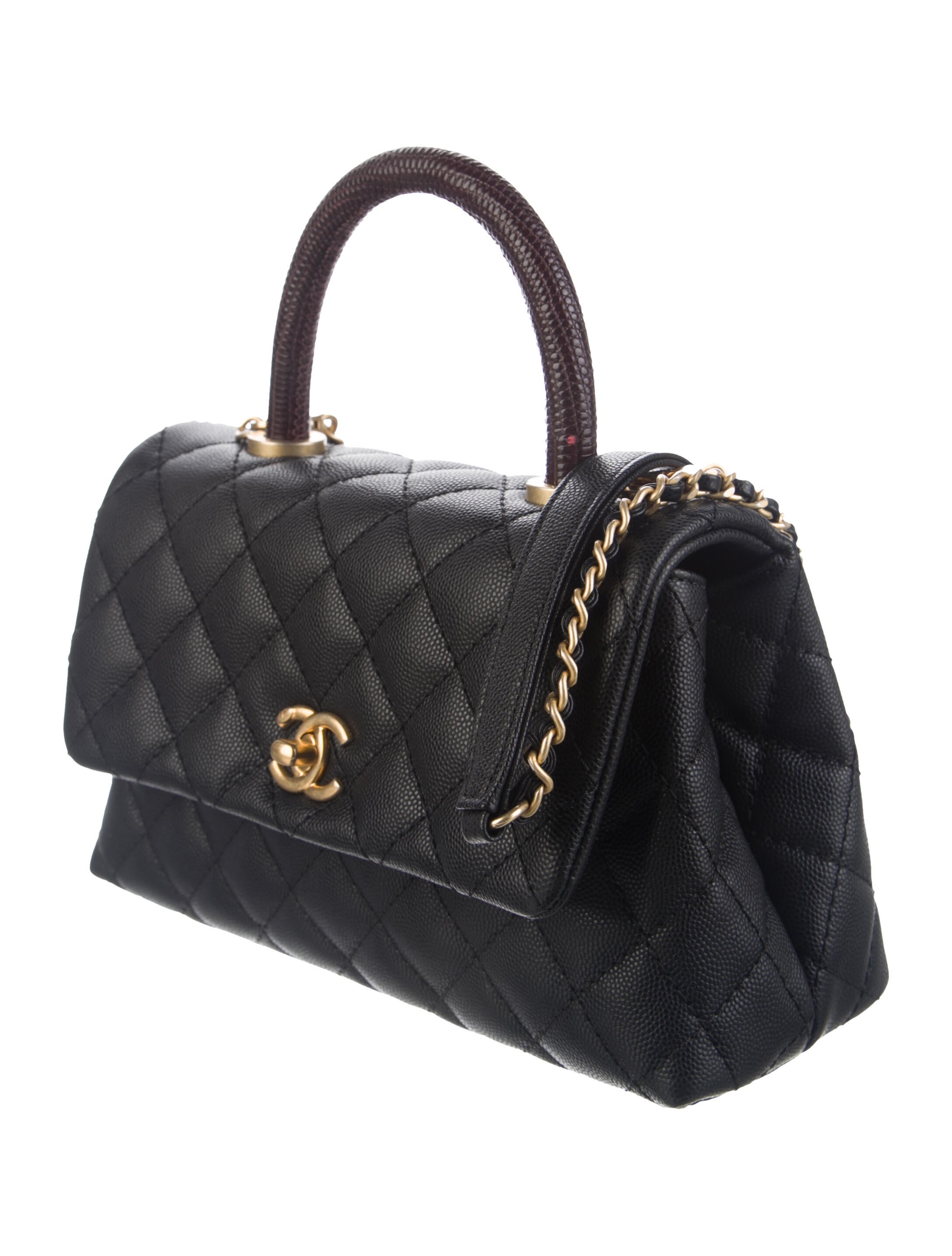Chanel Lizard Small Coco Handle Bag - Black Handle Bags, Handbags ...