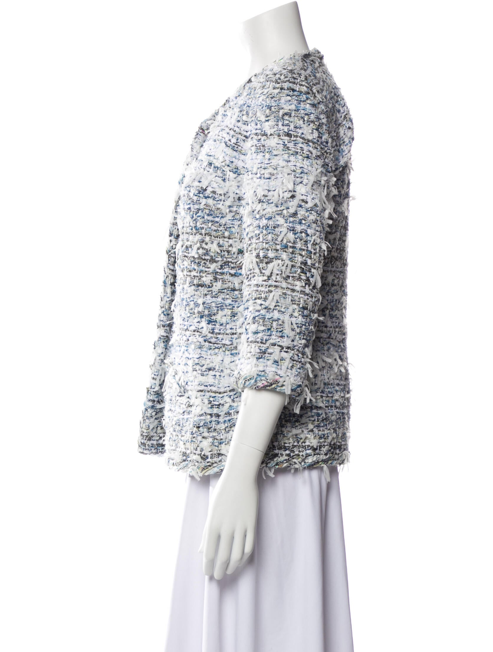 Chanel 2018 Tweed Pattern Evening Jacket - Blue Jackets, Clothing ...