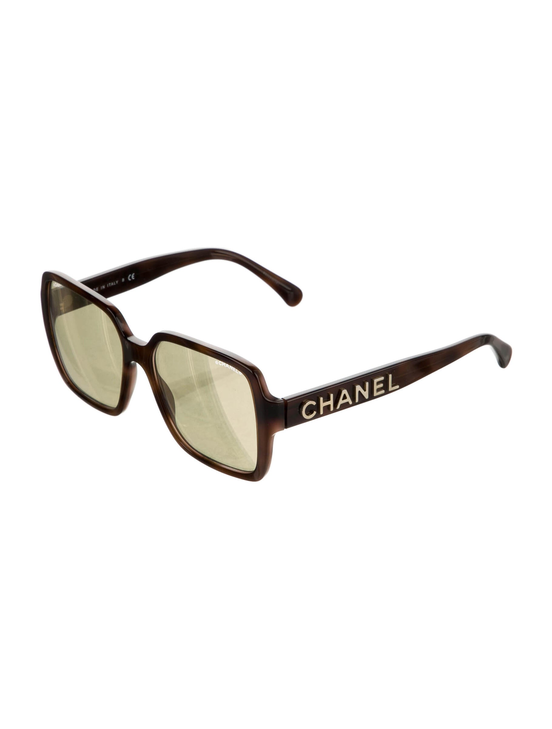 Chanel Signature Logo Square Sunglasses w/ Tags - Brown Sunglasses ...