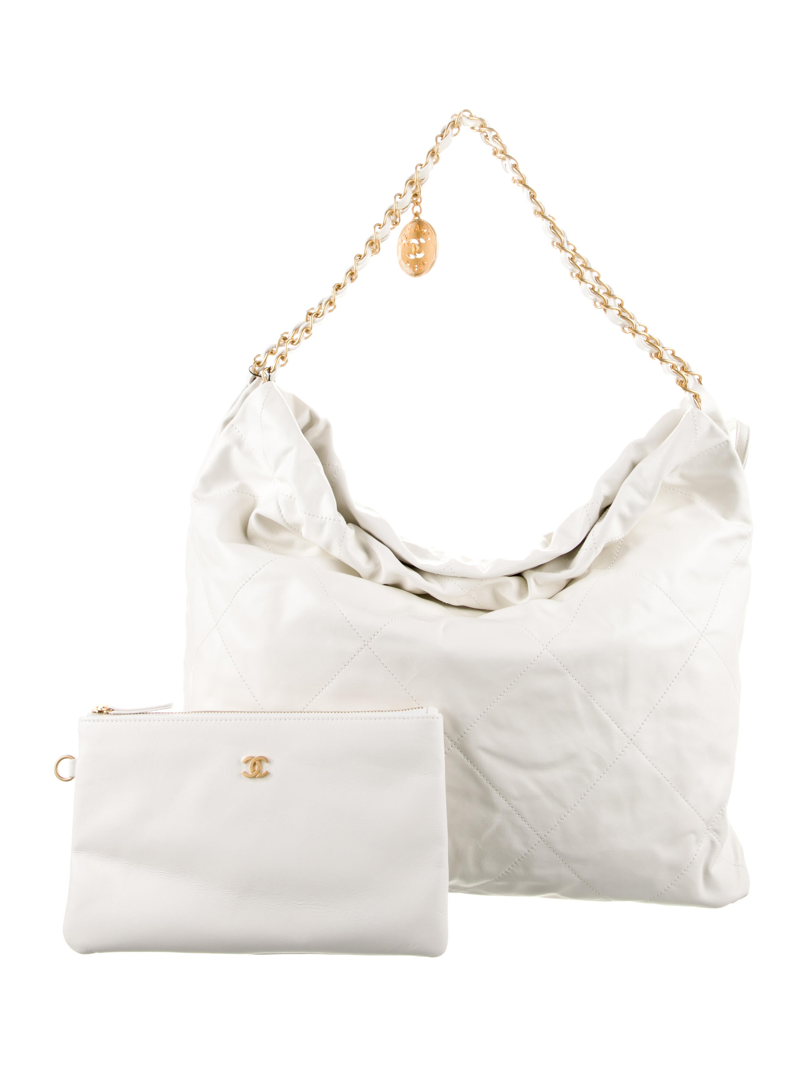 Chanel 2022 Small 22 Quilted Hobo w/ Tags - White Hobos, Handbags ...