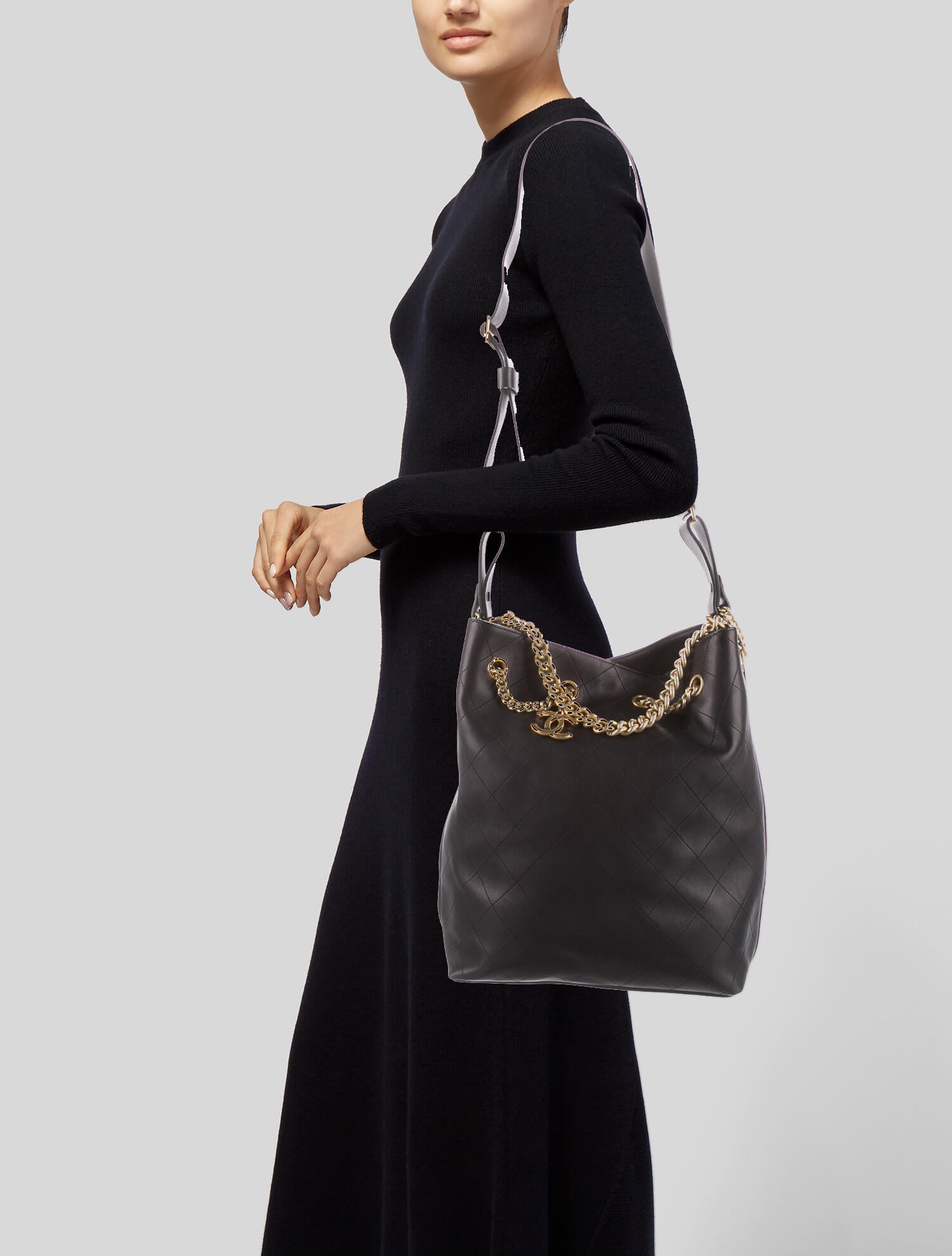 Chanel Paris-Rome On My Shoulder Bag - Black Bucket Bags, Handbags ...