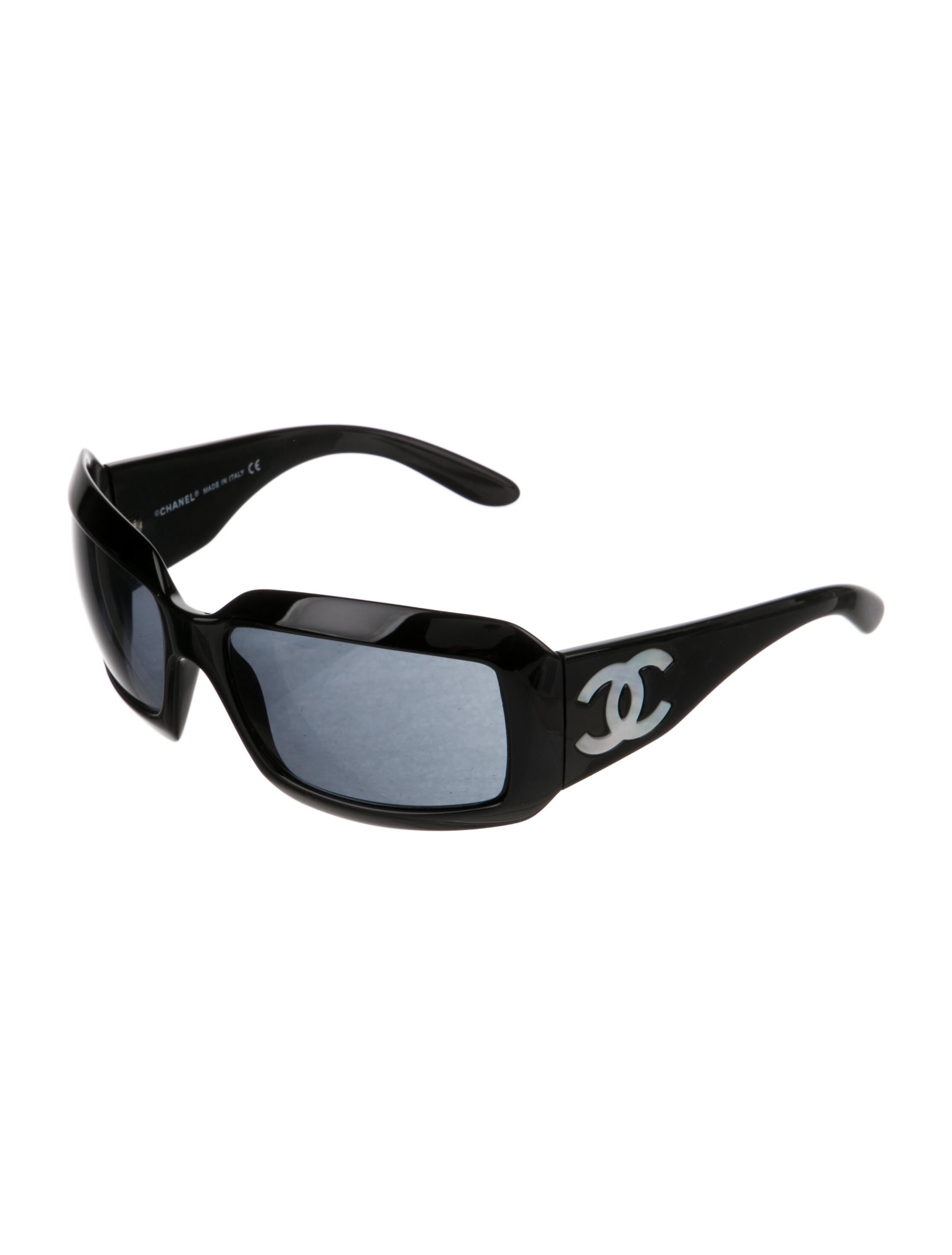 Chanel Interlocking CC Logo Shield Sunglasses - Black Sunglasses ...