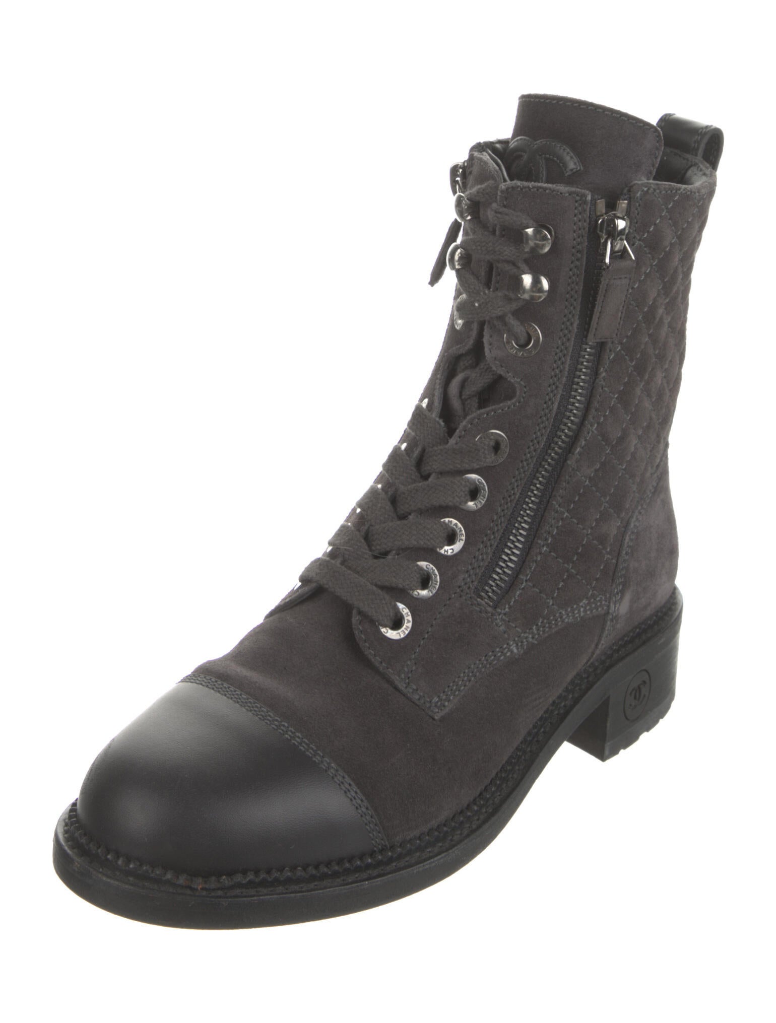 Chanel 2021 Interlocking CC Logo Combat Boots - Black Boots, Shoes ...