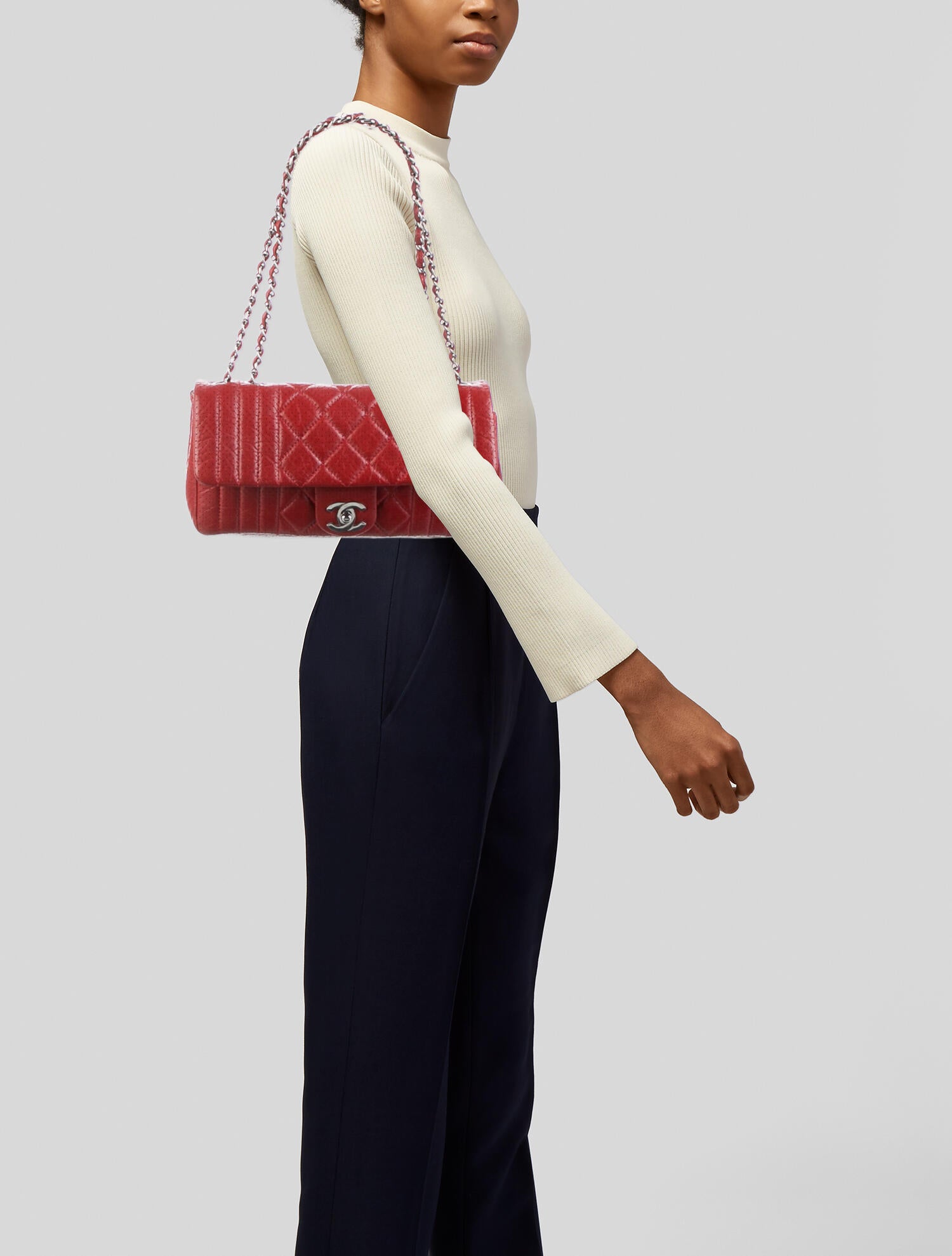 Chanel 50's Perforated Quilted Flap Bag - Red Shoulder Bags, Handbags ...