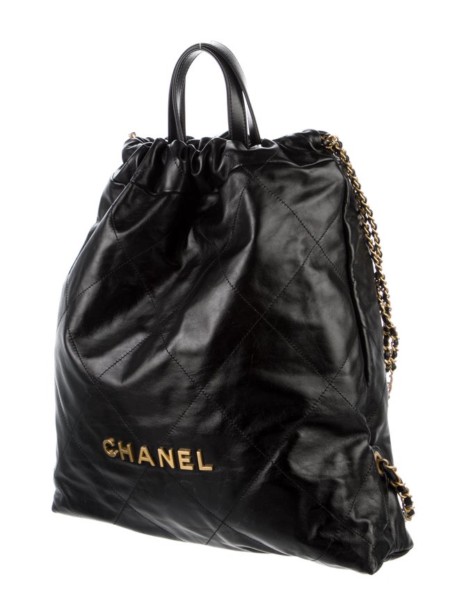 Chanel 2022 Shiny Calfskin 22 Backpack - Black Backpacks, Handbags ...