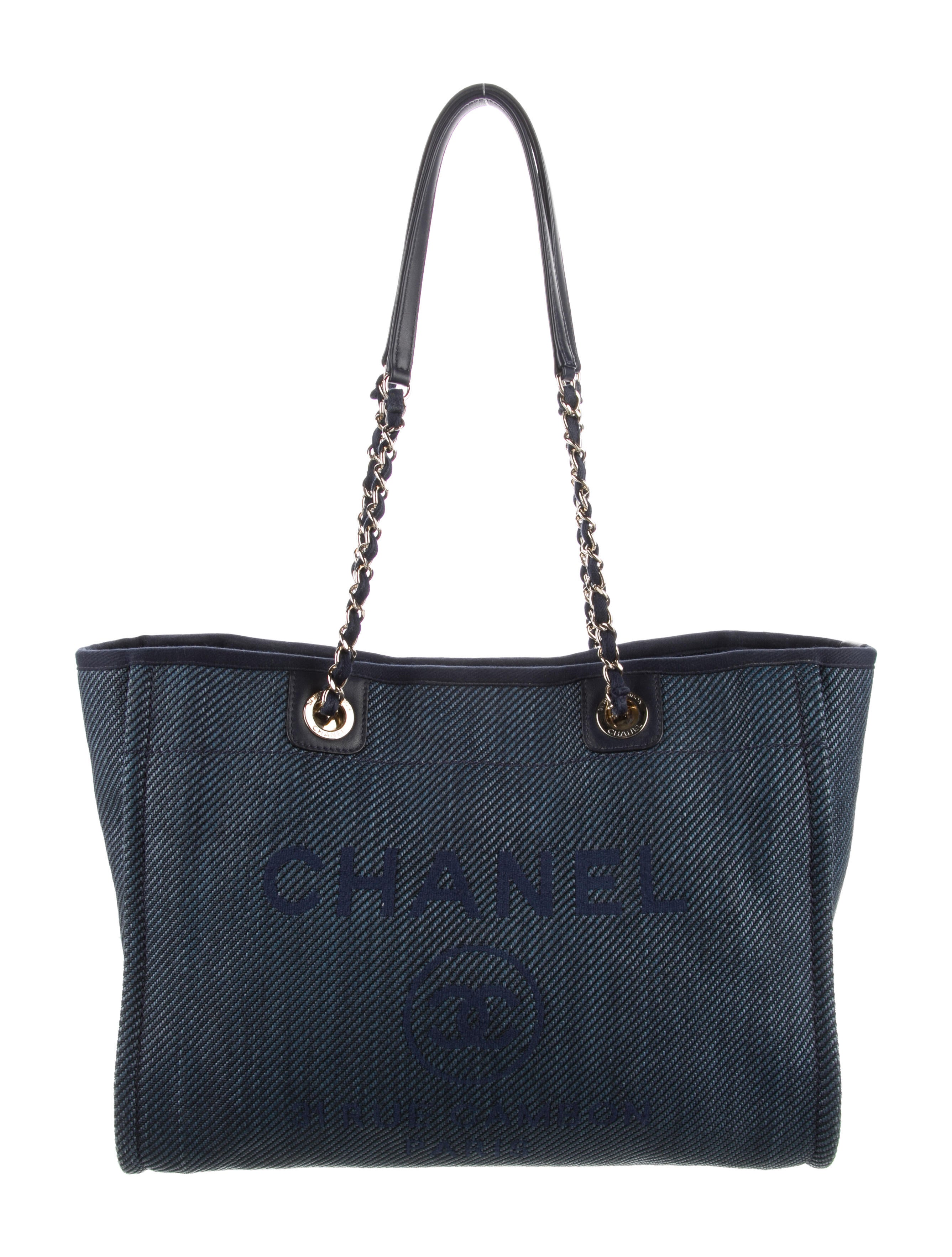Chanel 2017 Small Deauville Tote - Blue Totes, Handbags - CHA159679 ...