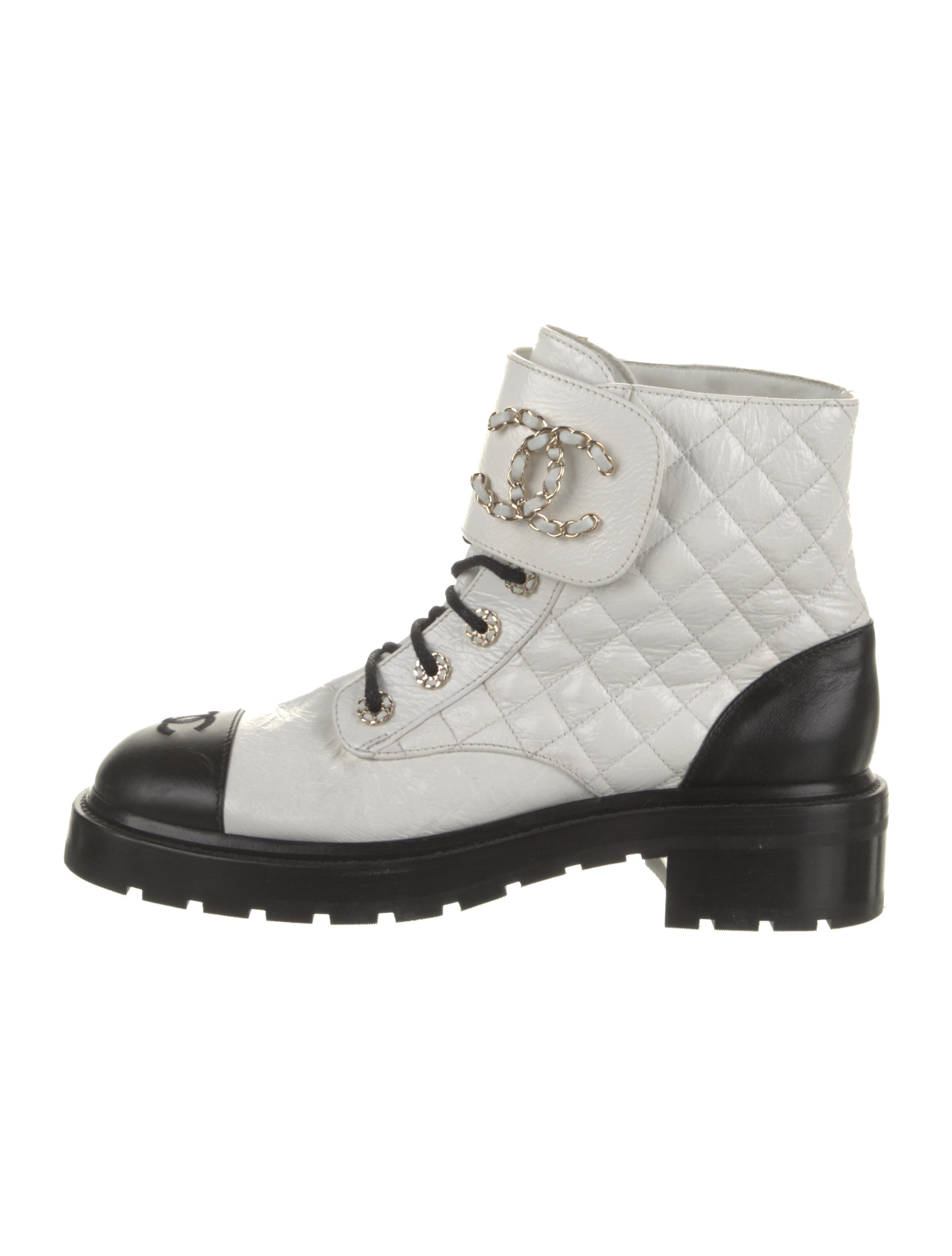 Chanel 2022 Interlocking CC Logo Combat Boots - Black Boots, Shoes ...