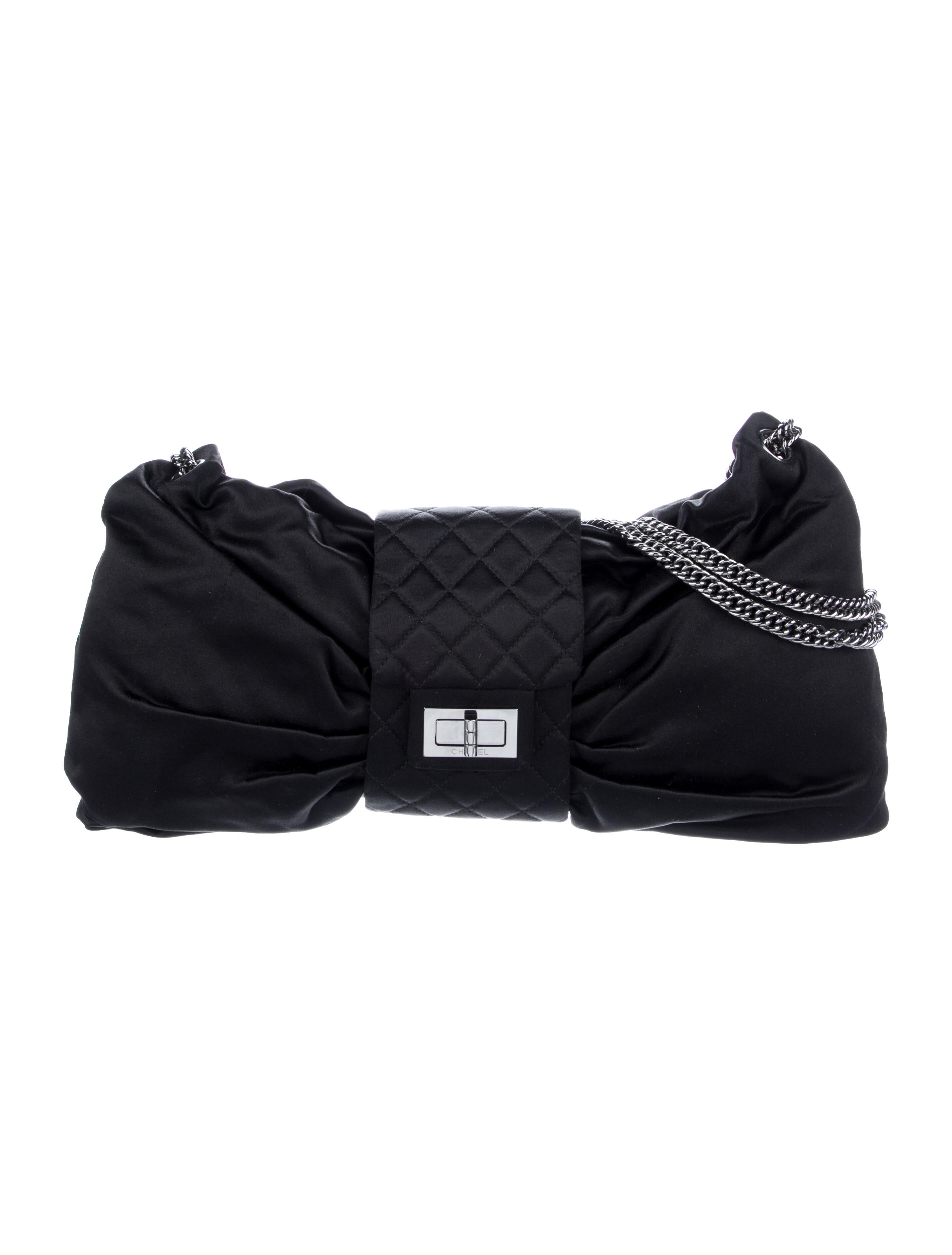 Chanel Satin 2.55 Reissue Bow Bag - Black Shoulder Bags, Handbags ...
