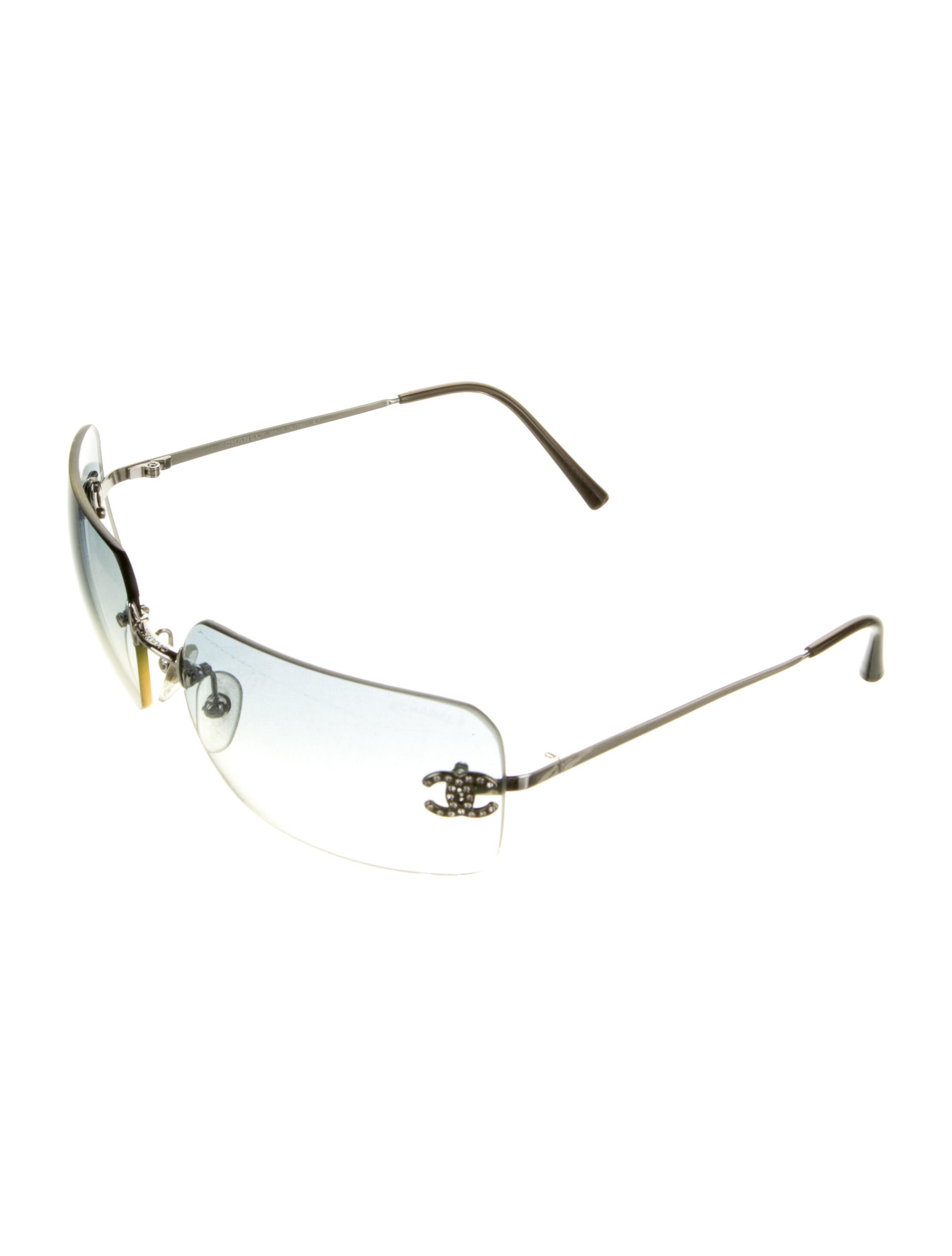 Chanel Interlocking CC Logo Square Sunglasses - Blue Sunglasses ...