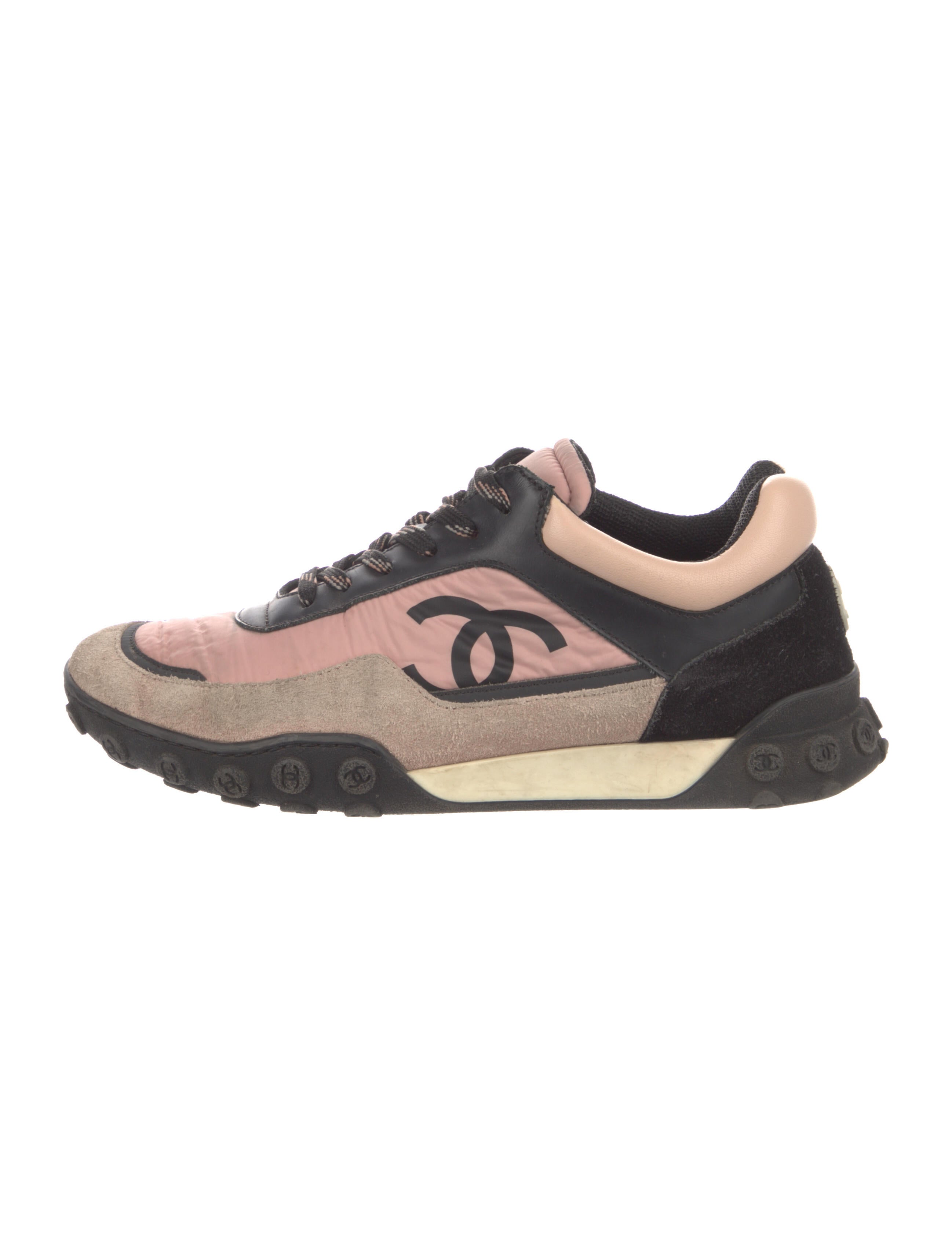 Chanel Interlocking CC Logo Suede Sneakers - Neutrals Sneakers, Shoes ...