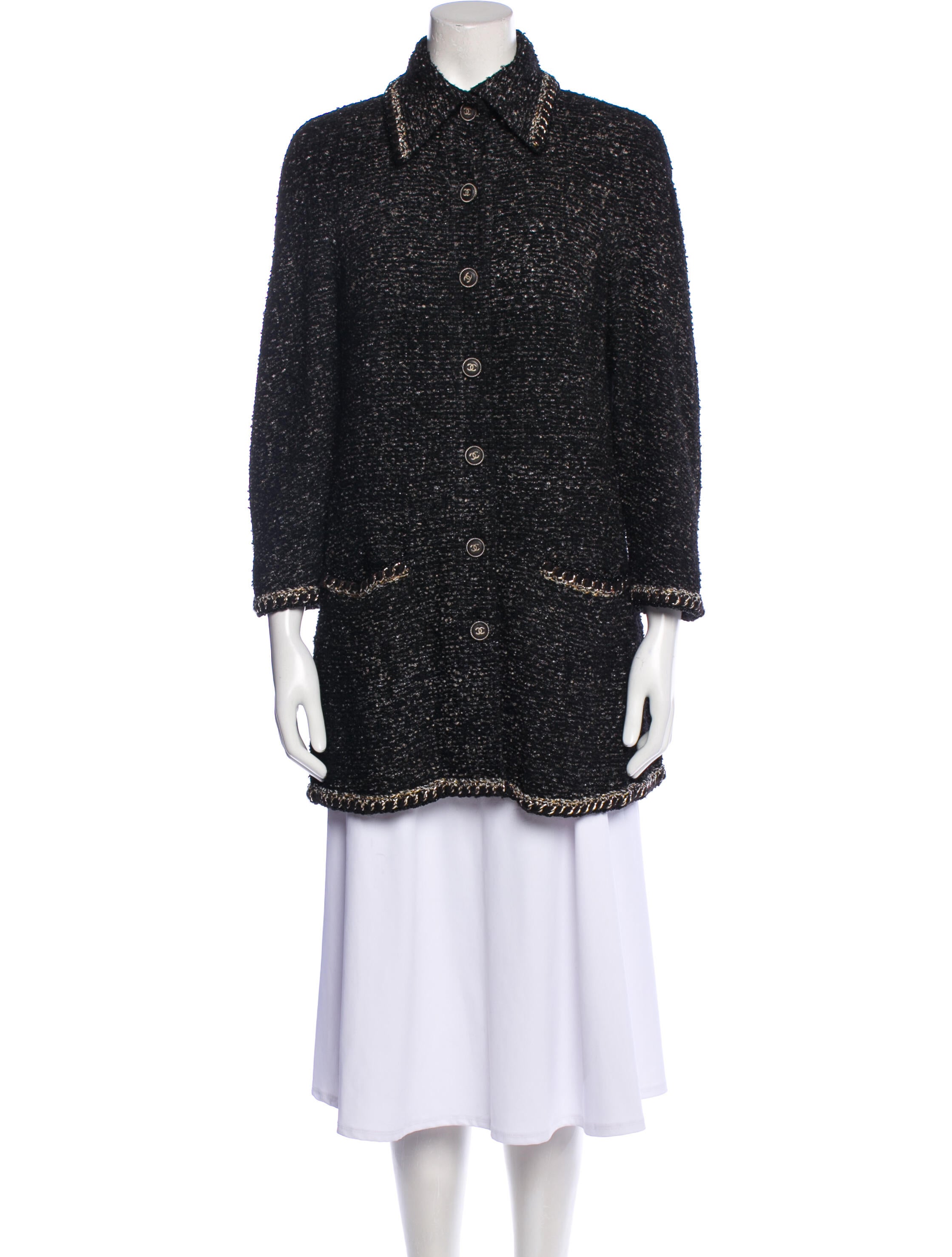 Chanel Lesage Glitter Tweed Coat - Black Coats, Clothing - CHA176049 ...