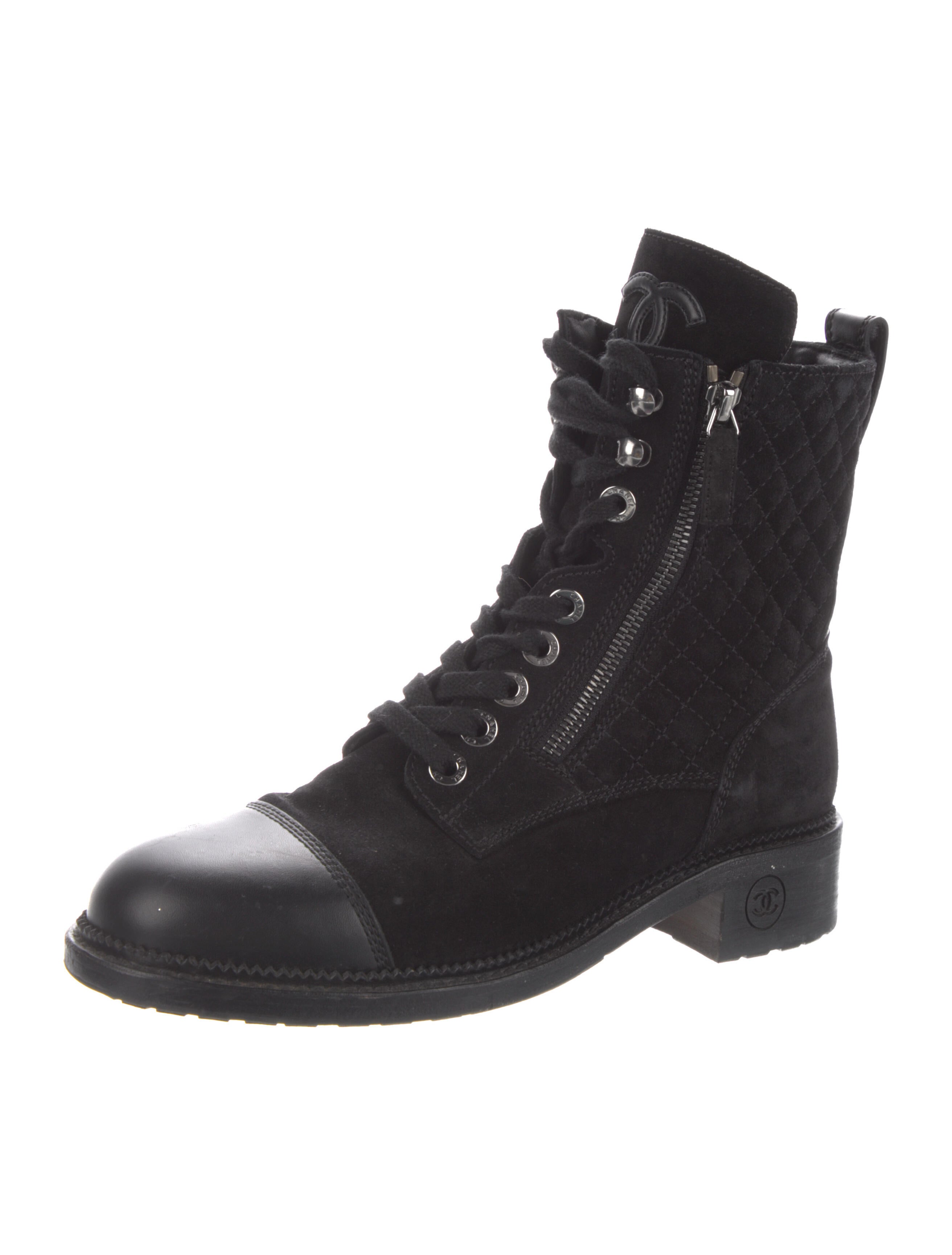 Chanel 2018 Interlocking CC Logo Combat Boots - Black Boots, Shoes ...