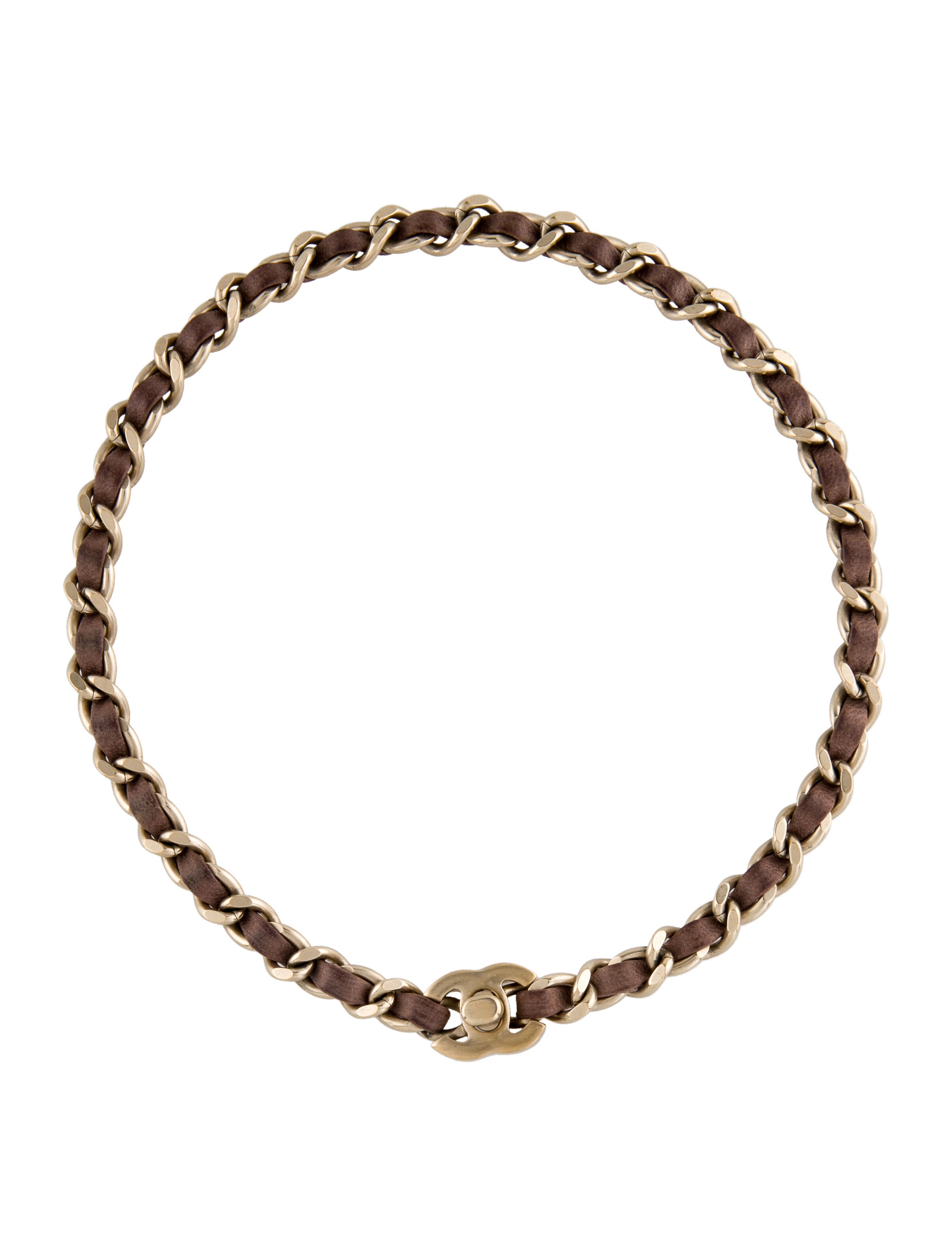 Chanel 2021 Leather & Strass CC Logo Choker - Black, Gold-Plated Choker ...