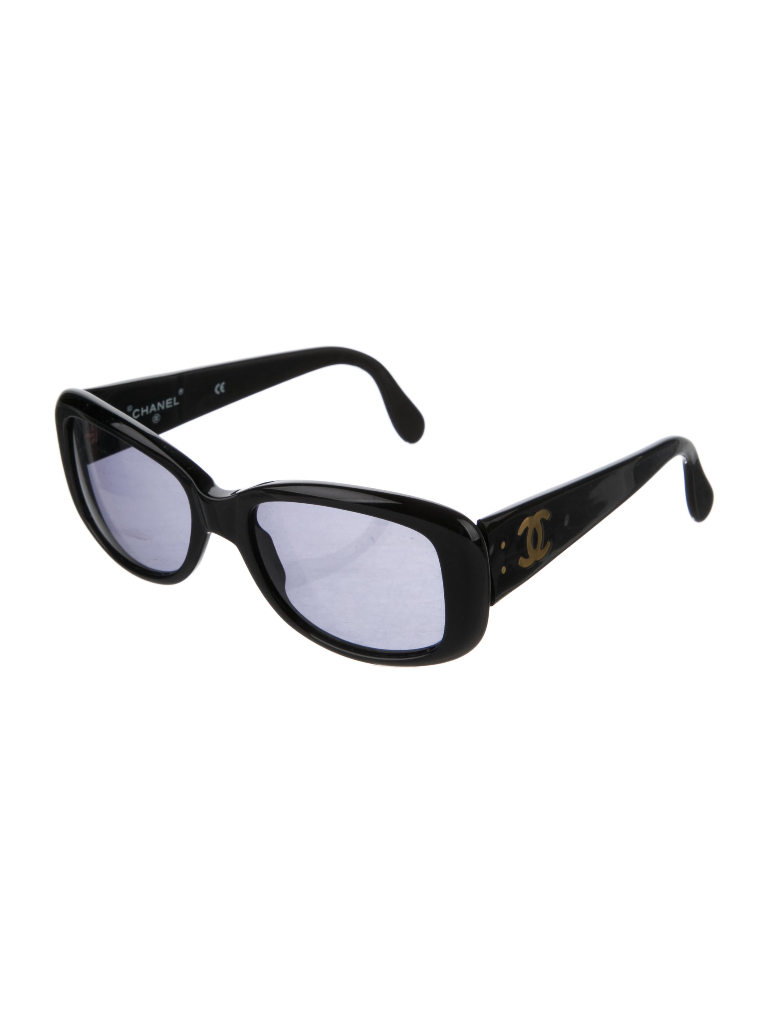 Chanel Interlocking CC Logo Square Sunglasses - Black Sunglasses ...