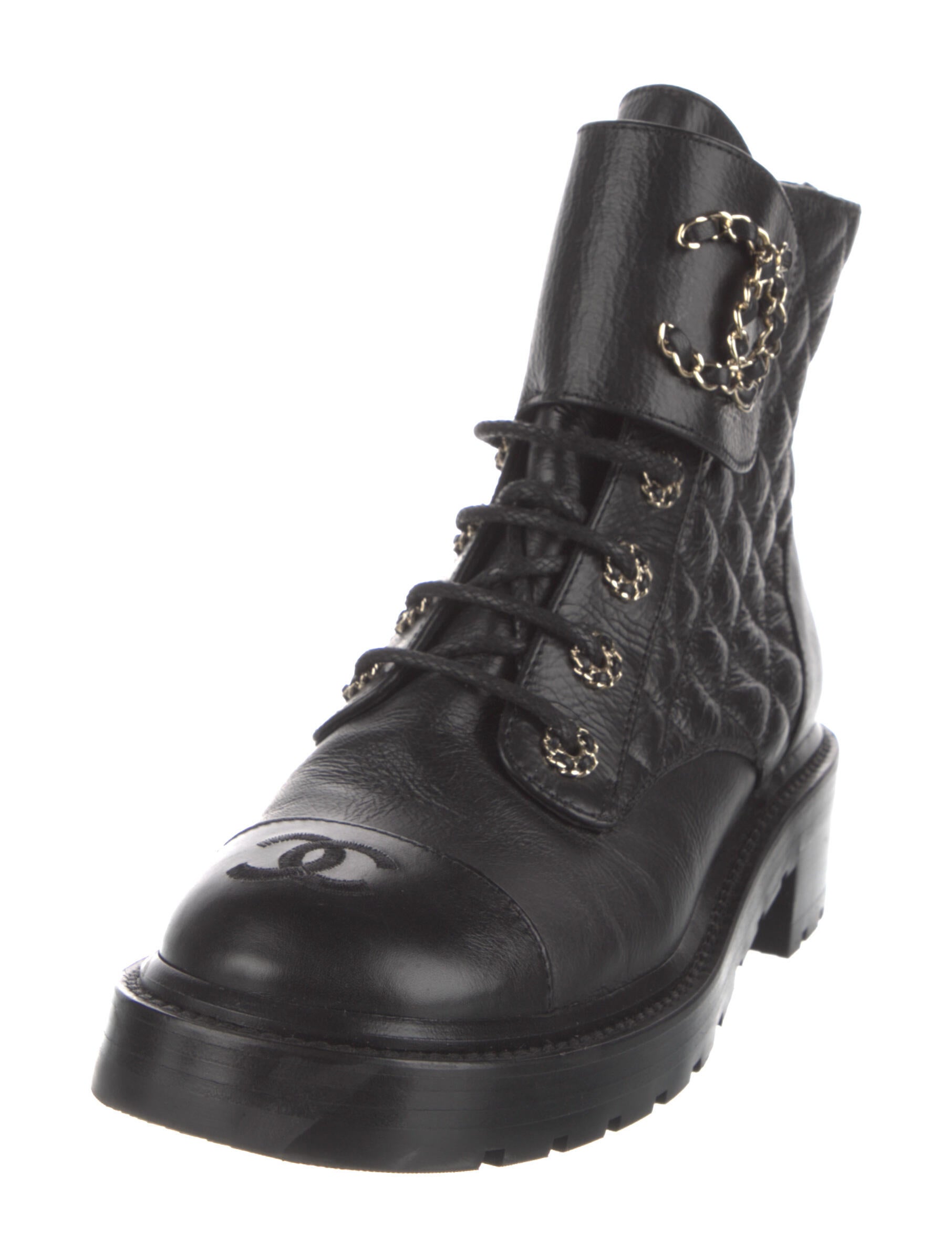 Chanel 2020 Interlocking CC Logo Moto Boots - Black Boots, Shoes ...