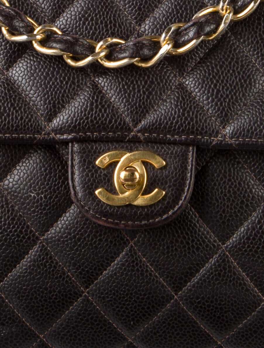 Chanel Vintage Classic Square Jumbo Single Flap Bag - Brown Shoulder ...