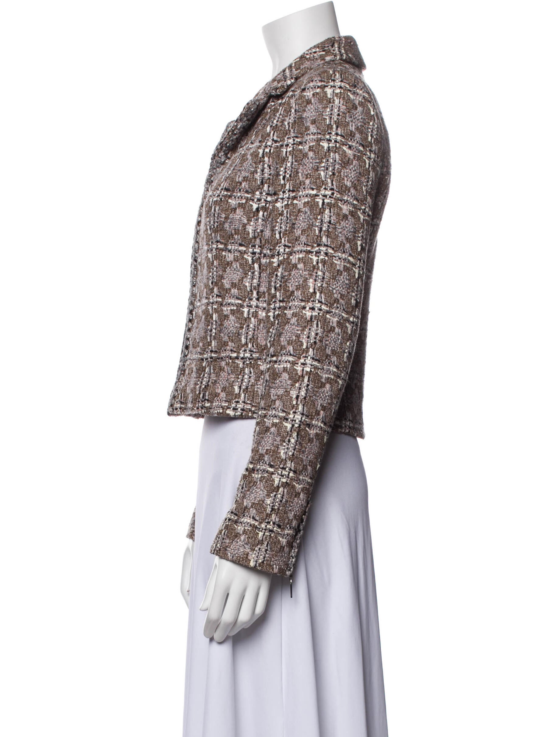 Chanel Wool Fringe Accneted Blazer - Neutrals Jackets, Clothing ...
