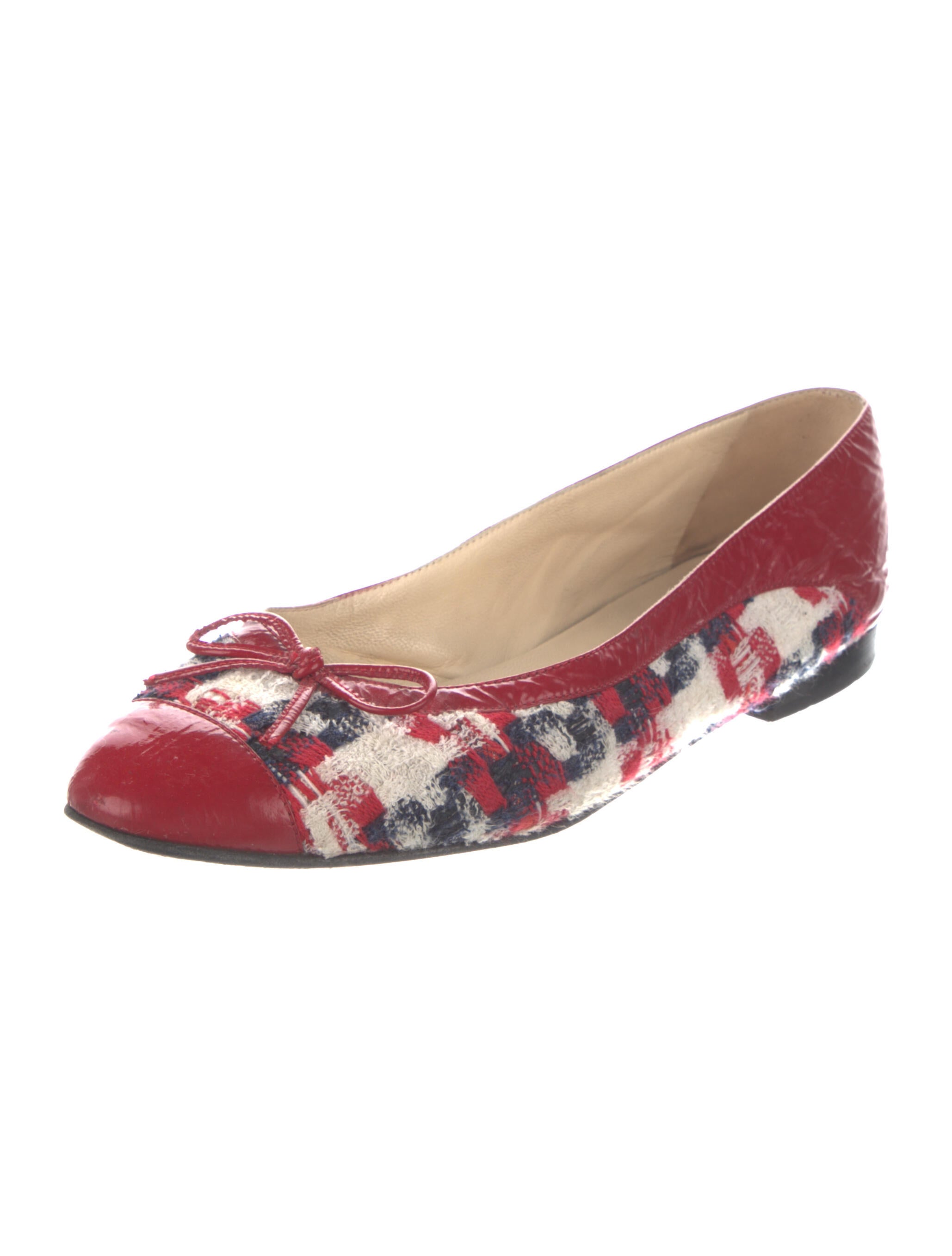 Chanel Tweed Pattern Tweed Ballet Flats - Red Flats, Shoes - CHA780831 ...