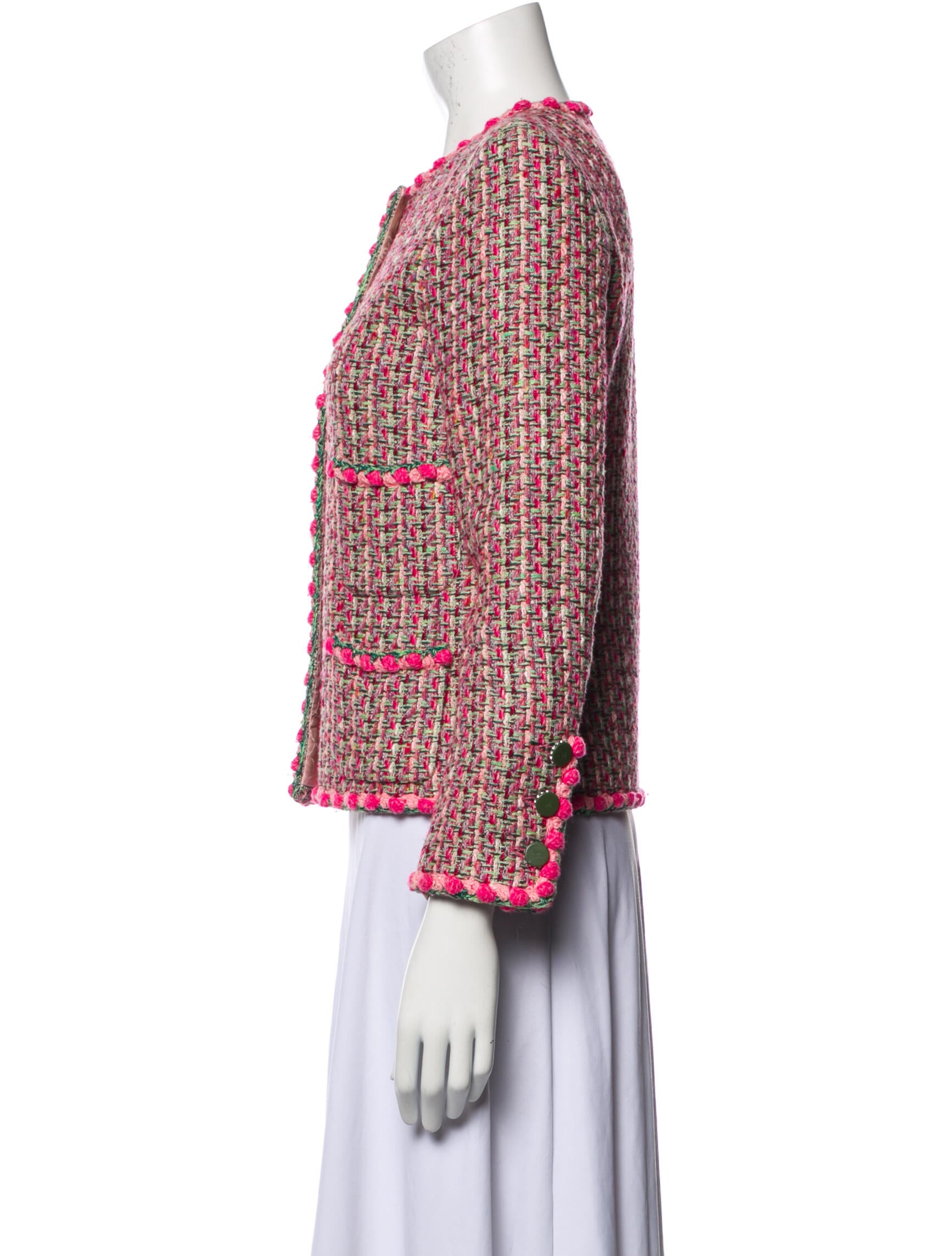 Chanel 2002 Tweed Pattern Evening Jacket - Pink Jackets, Clothing ...