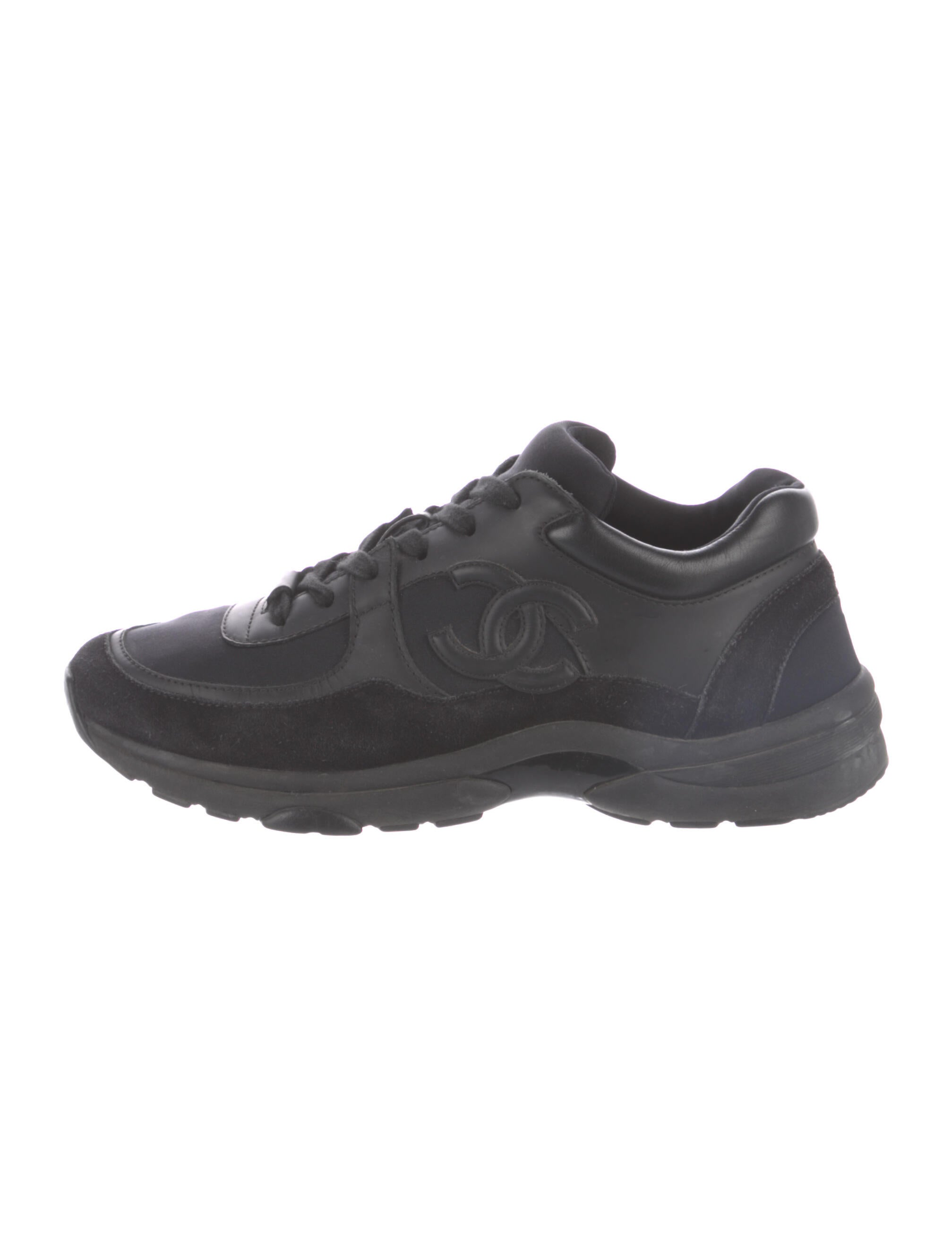 Chanel Interlocking CC Logo Neoprene Sneakers - Black Sneakers, Shoes ...