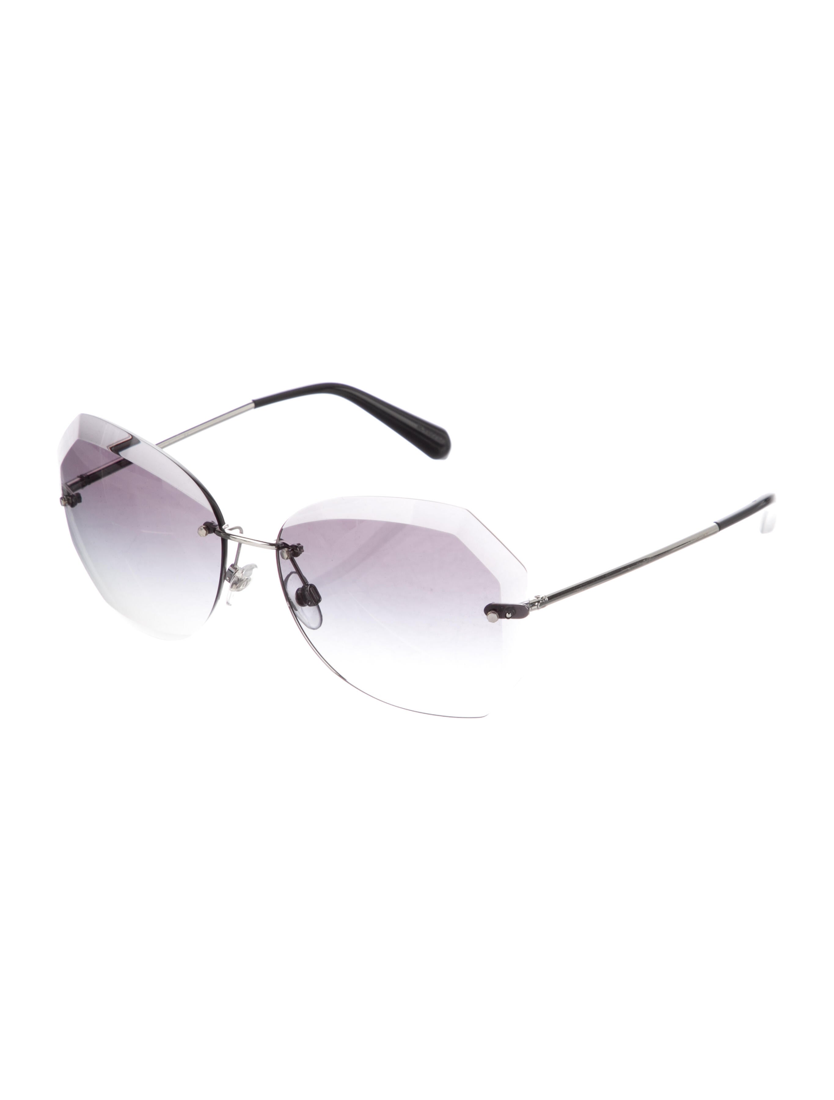 Chanel Interlocking CC Logo Shield Sunglasses - Silver Sunglasses ...