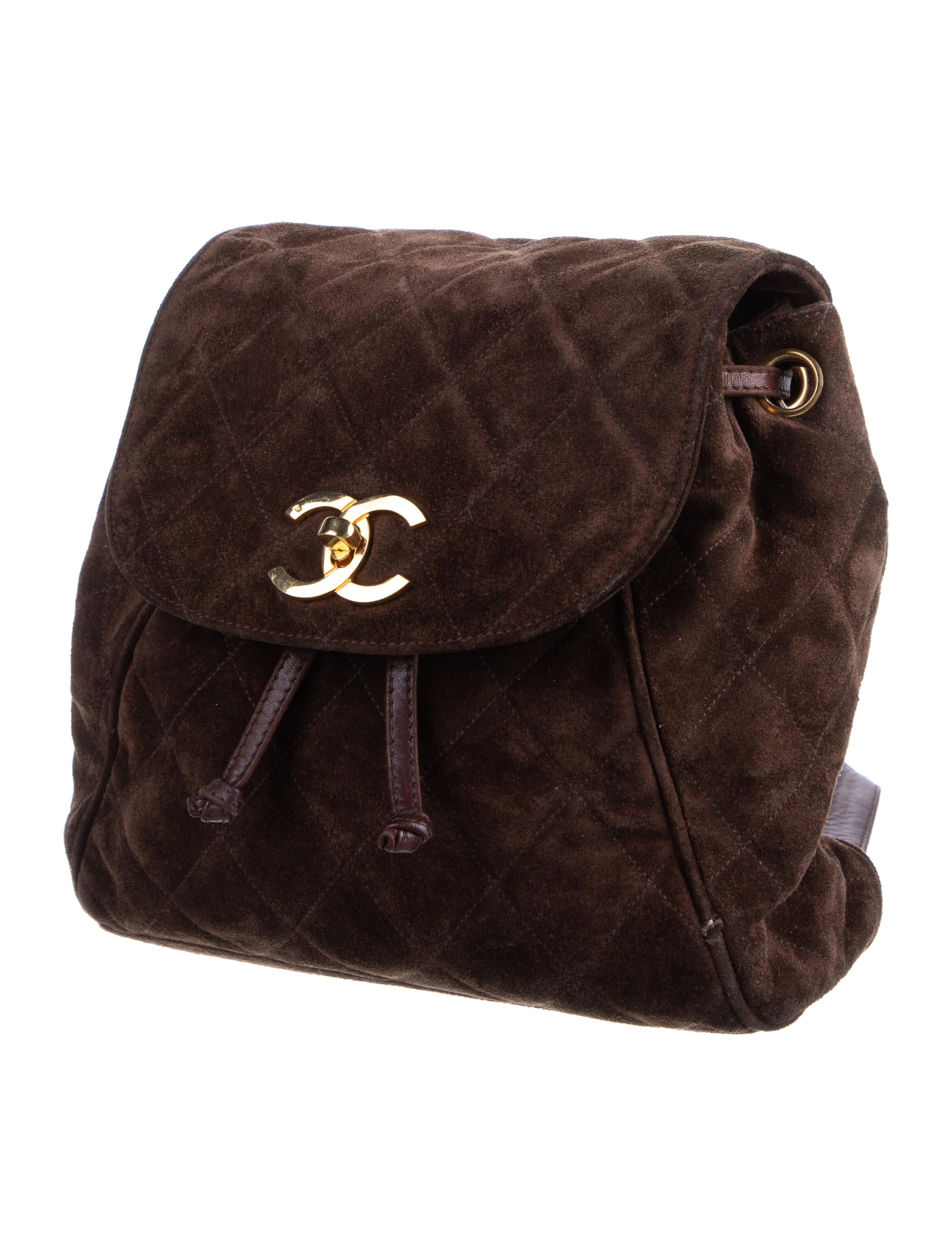 Chanel Suede Quilted CC Backpack - Brown Backpacks, Handbags ...