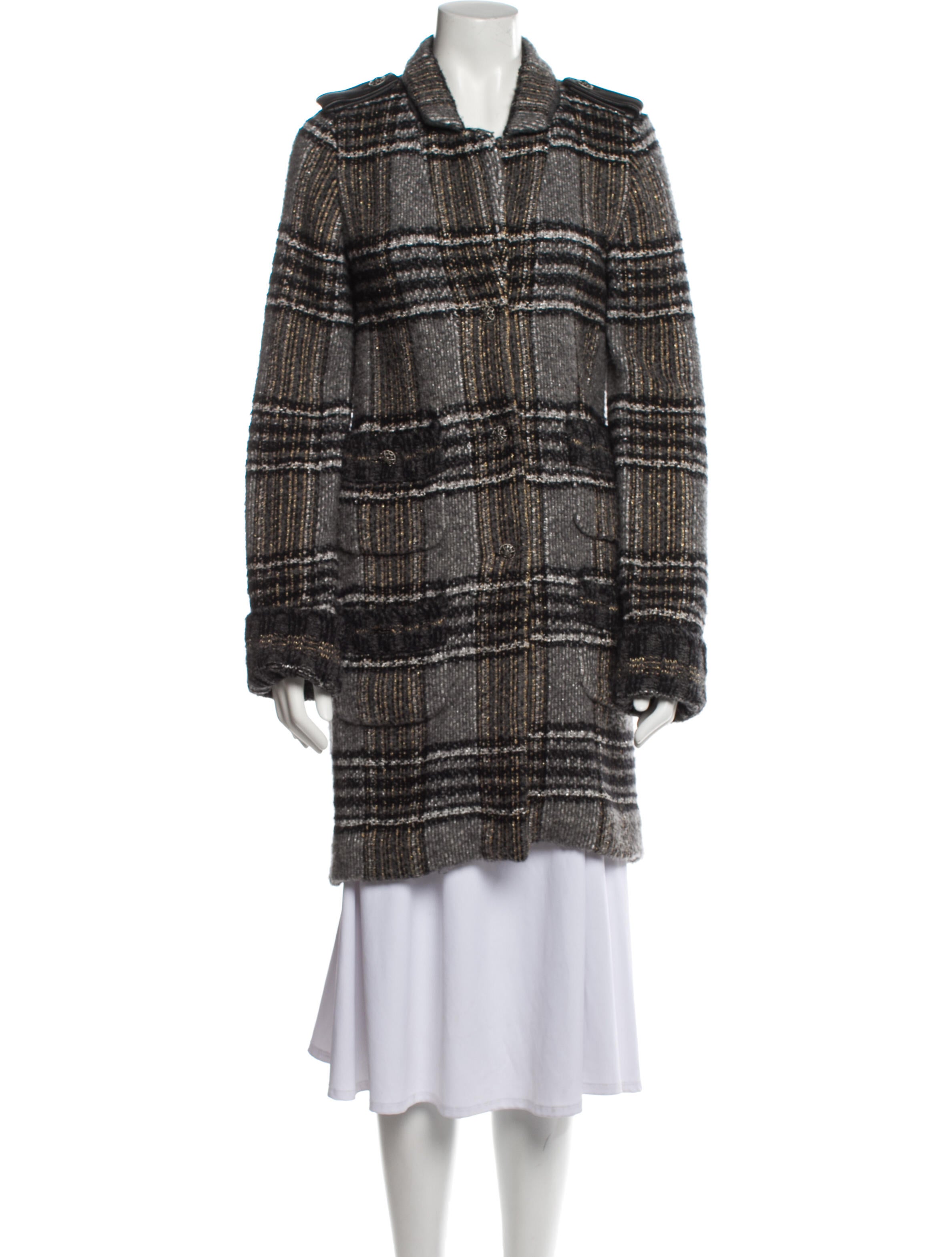 Chanel Wool Double-Breasted Coat - Grey Coats, Clothing - CHA170286 ...