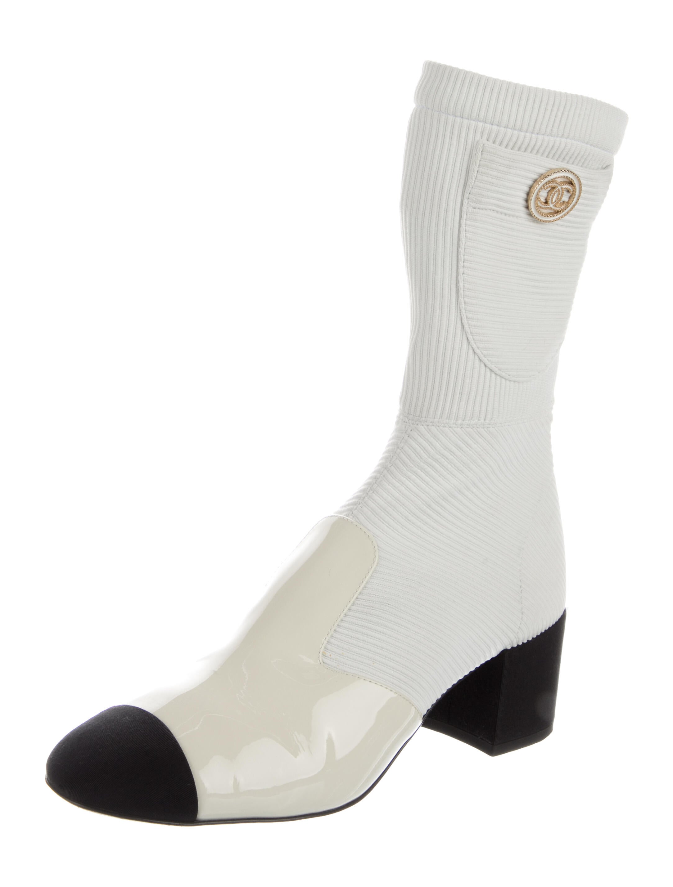 Chanel 2022 Interlocking CC Logo Sock Boots - Black Boots, Shoes ...