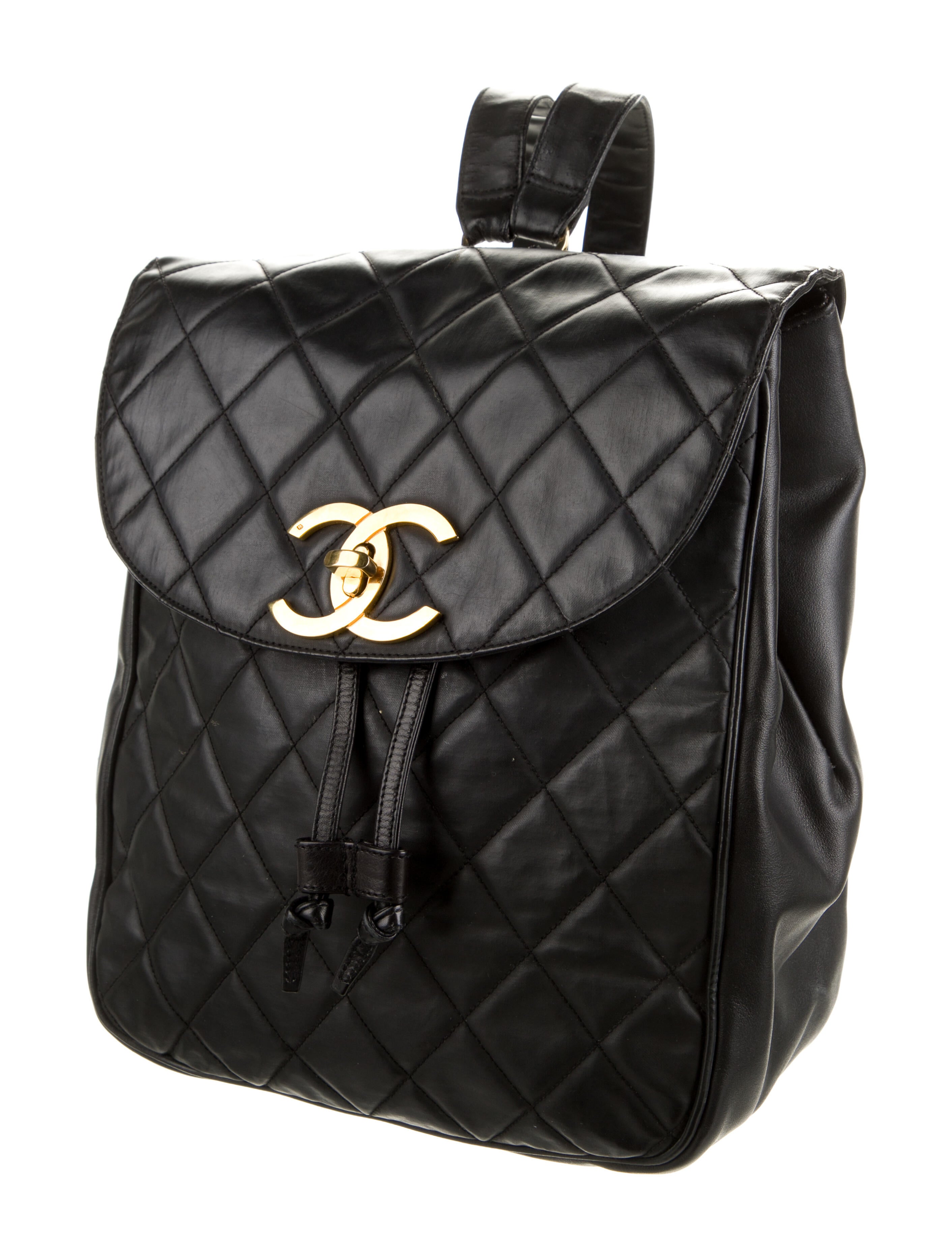 Chanel Vintage Quilted CC Backpack - Black Backpacks, Handbags ...
