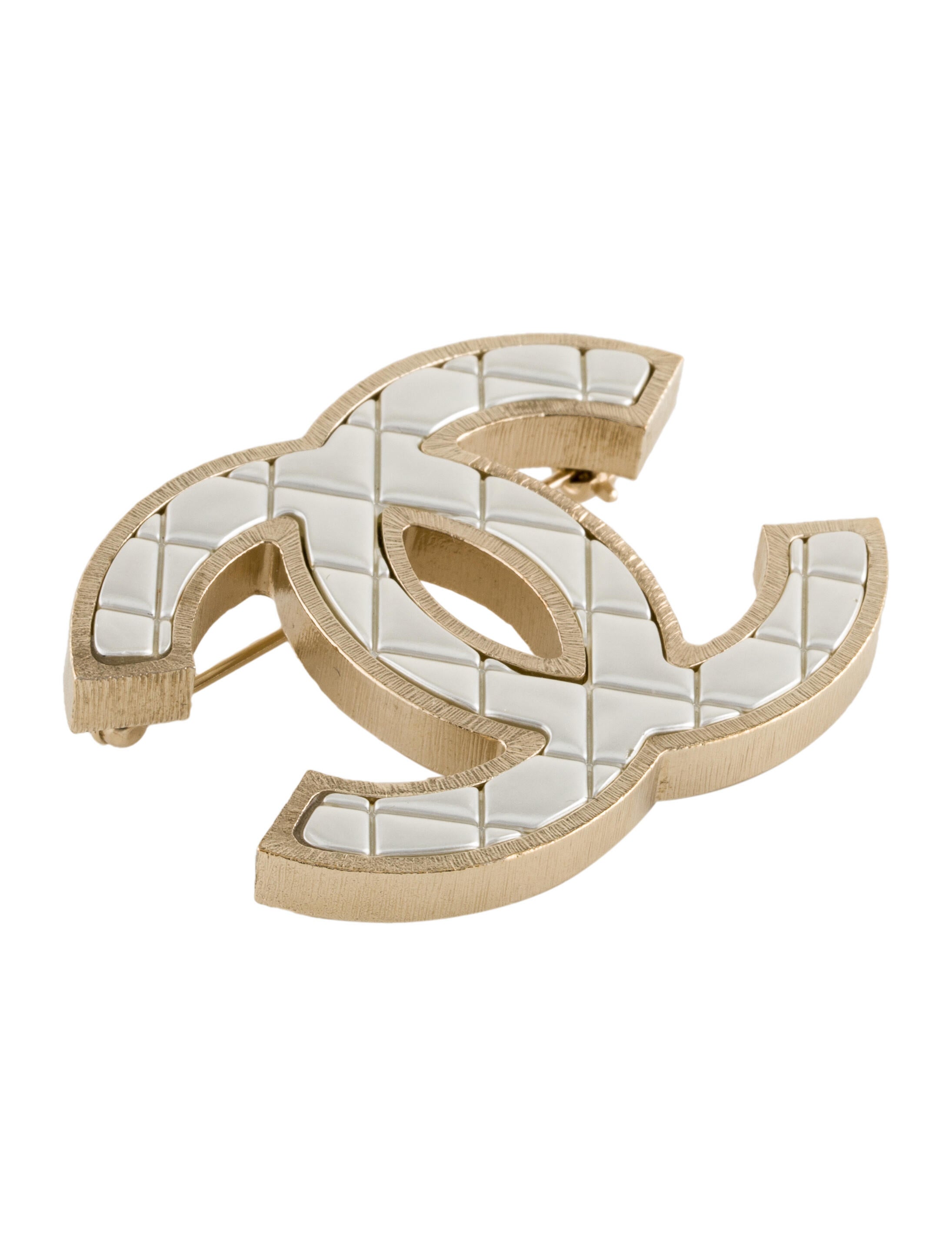 Chanel Resin Quilted CC Brooch Pin - Gold-Plated Pin, Brooches | The ...