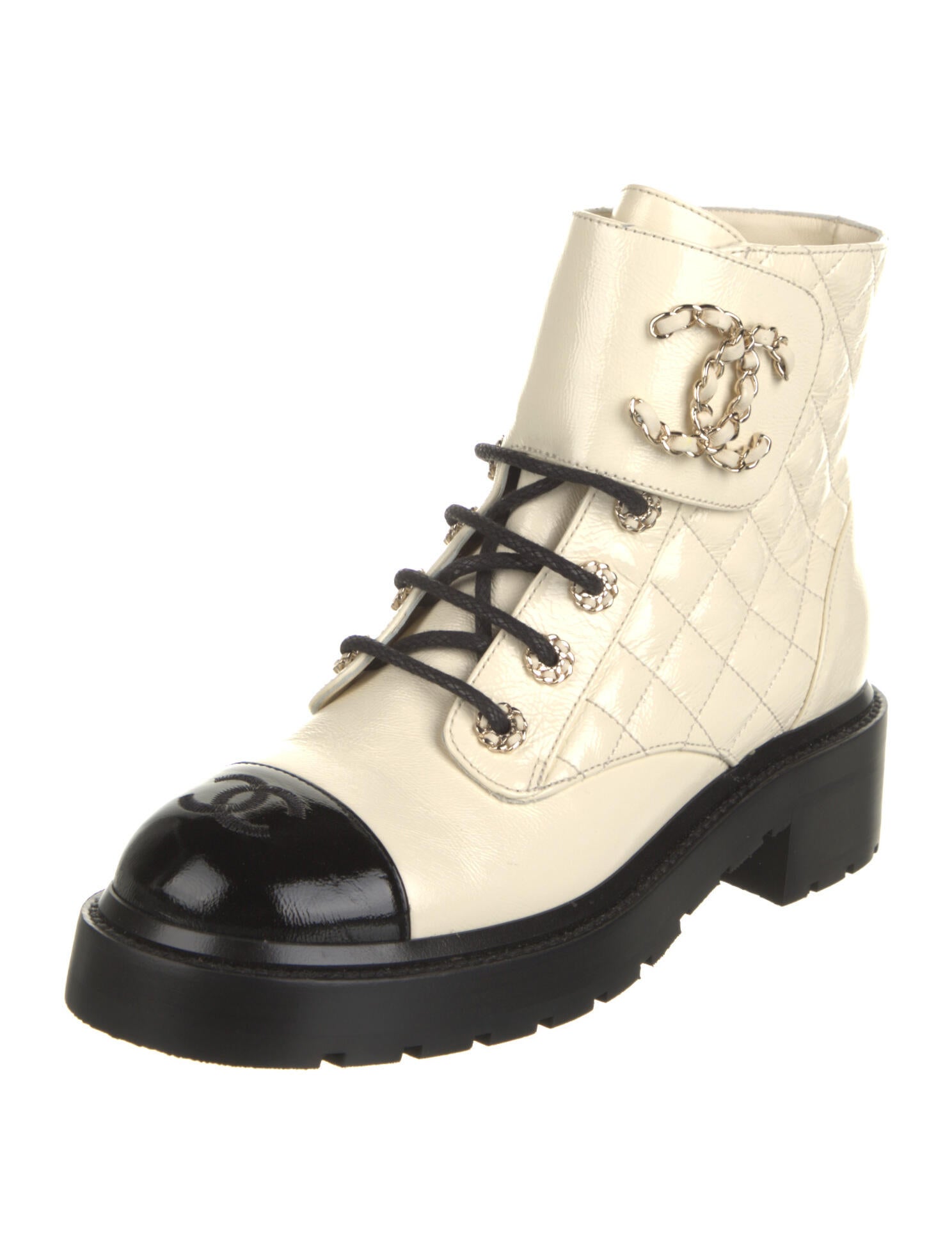 Chanel 2020 Interlocking CC Logo Combat Boots - Black Boots, Shoes ...