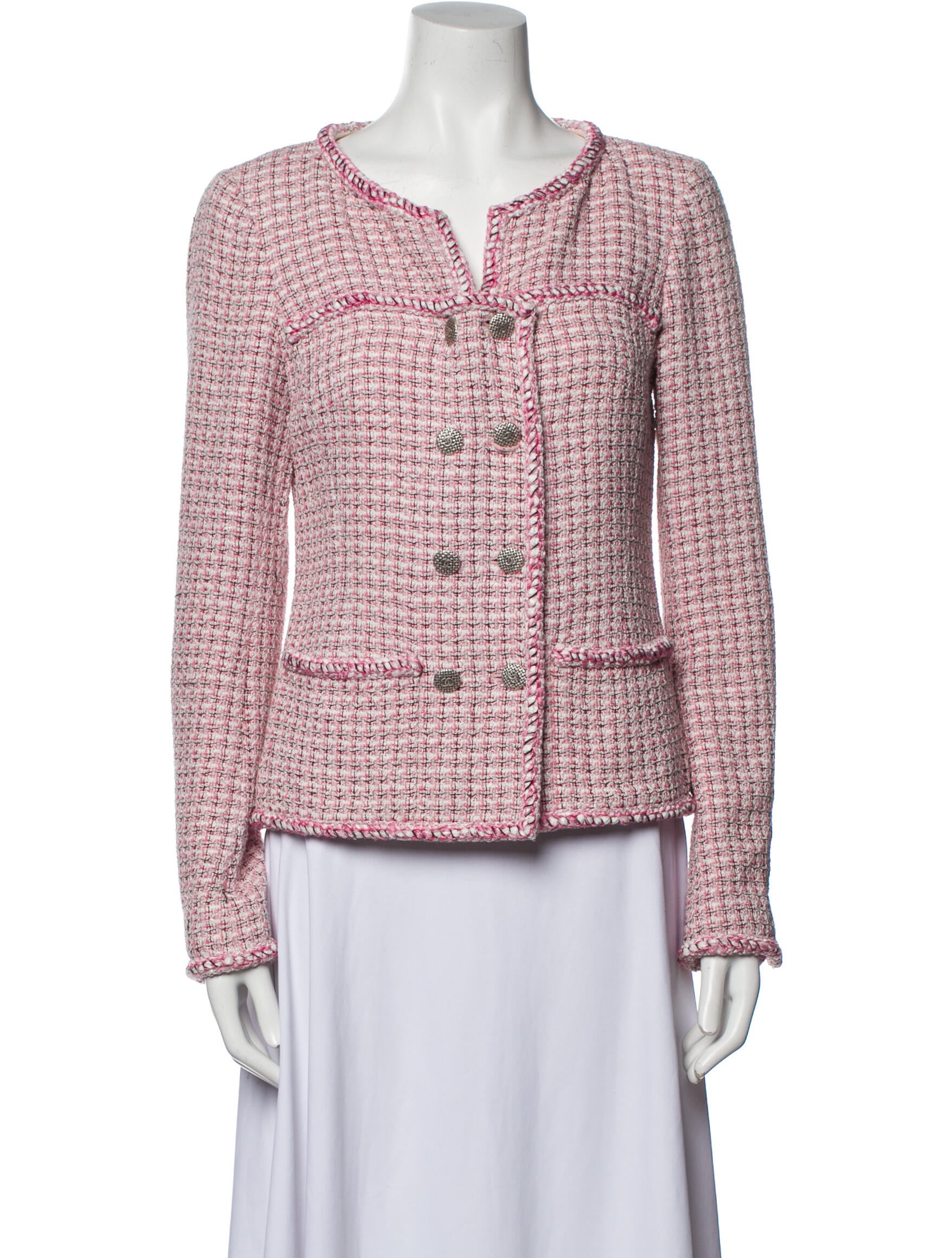 Chanel 2021 Tweed Pattern Evening Jacket - Pink Jackets, Clothing ...