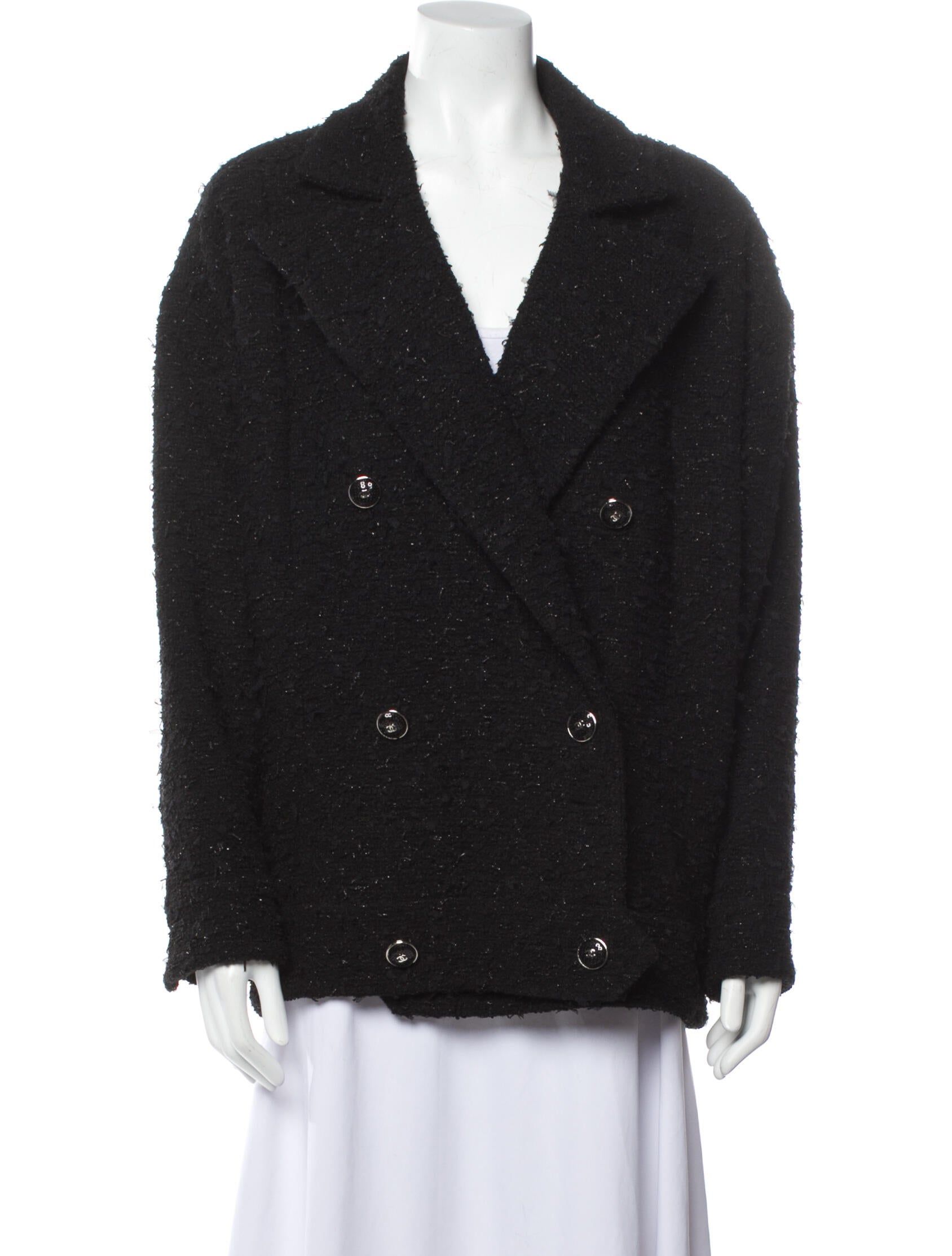 Chanel Chain-Link Wool Jacket w/ Tags - Black Jackets, Clothing ...
