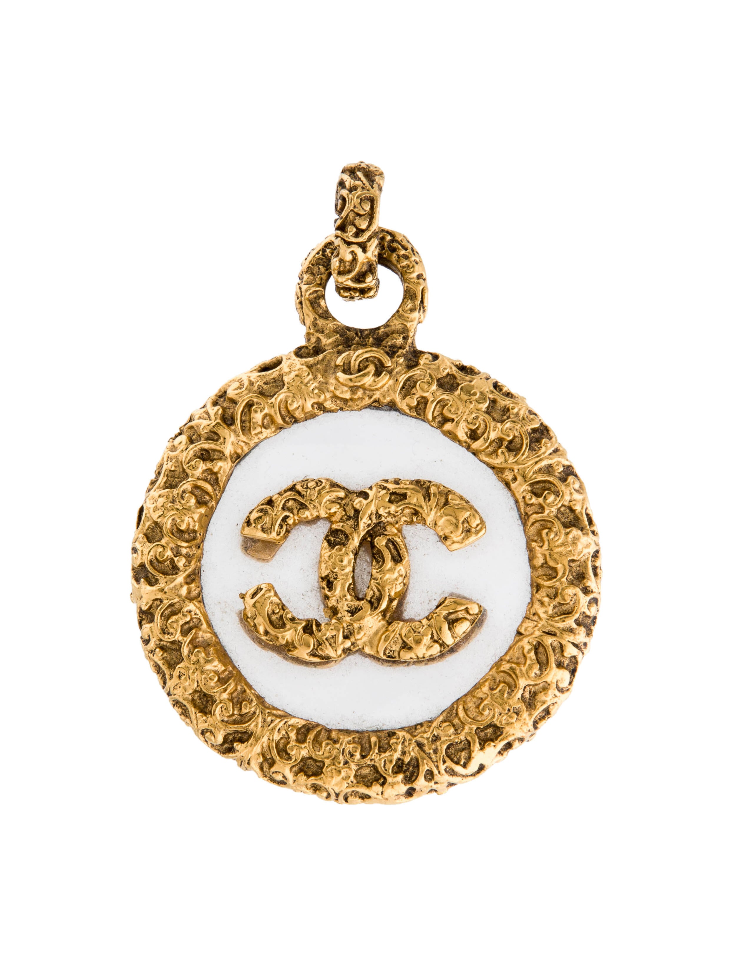 Chanel Faux Pearl CC Pendant Necklace - Gold-Tone Metal Pendant ...