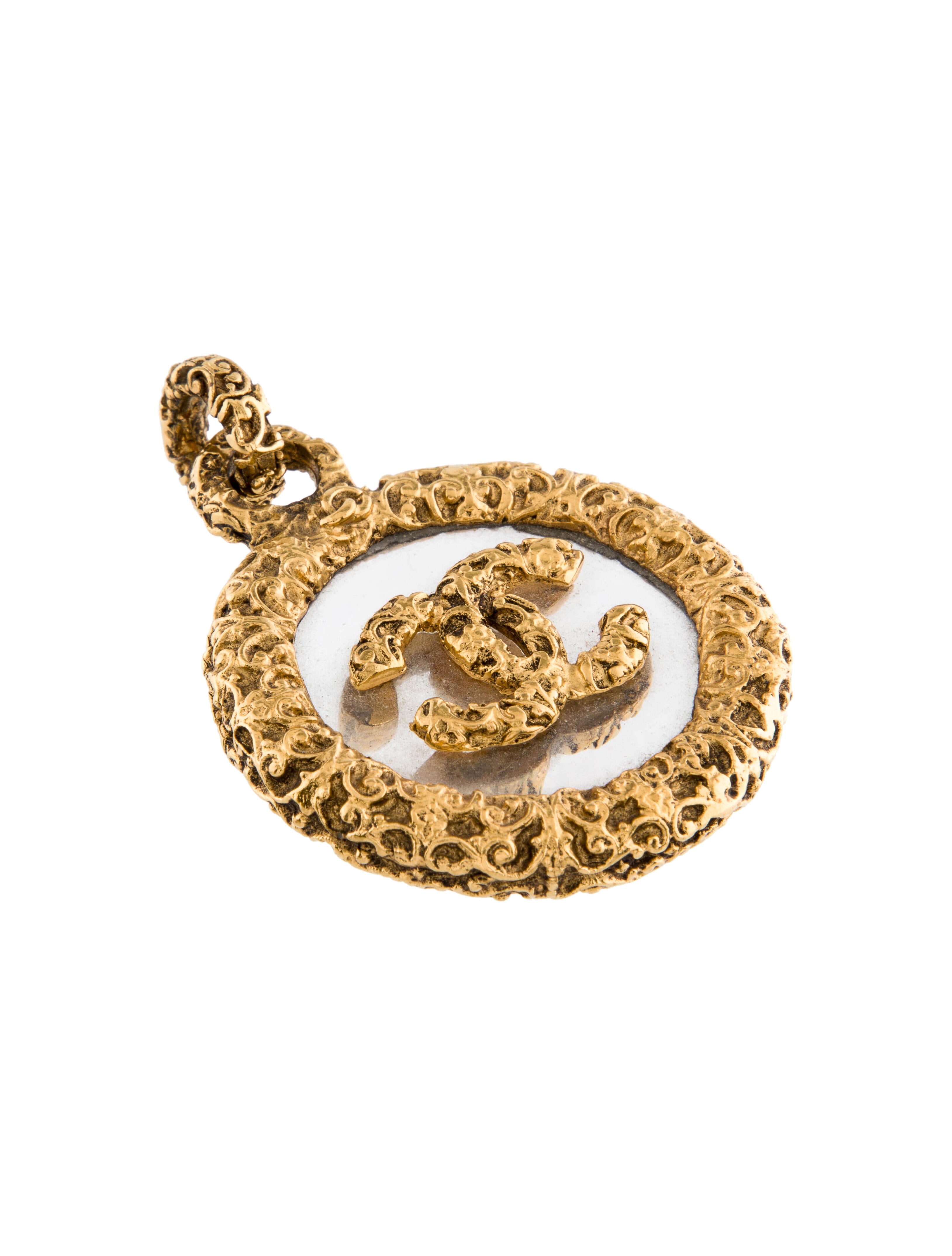 Chanel Vintage Clear CC Pendant - Gold-Plated Pendant Necklace ...