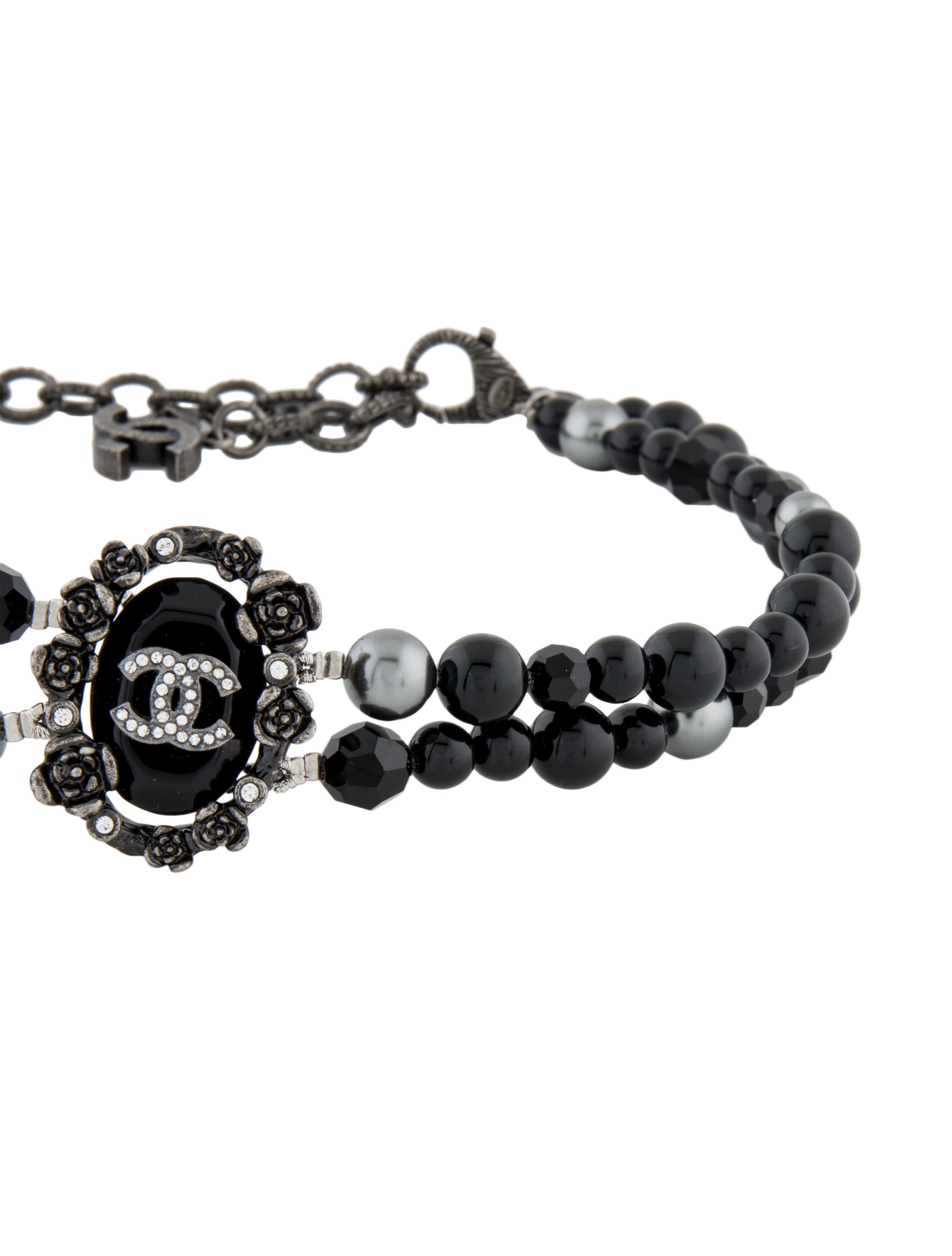 Chanel 2022 Faux Pearl, Resin & Strass CC Choker - Black Choker ...